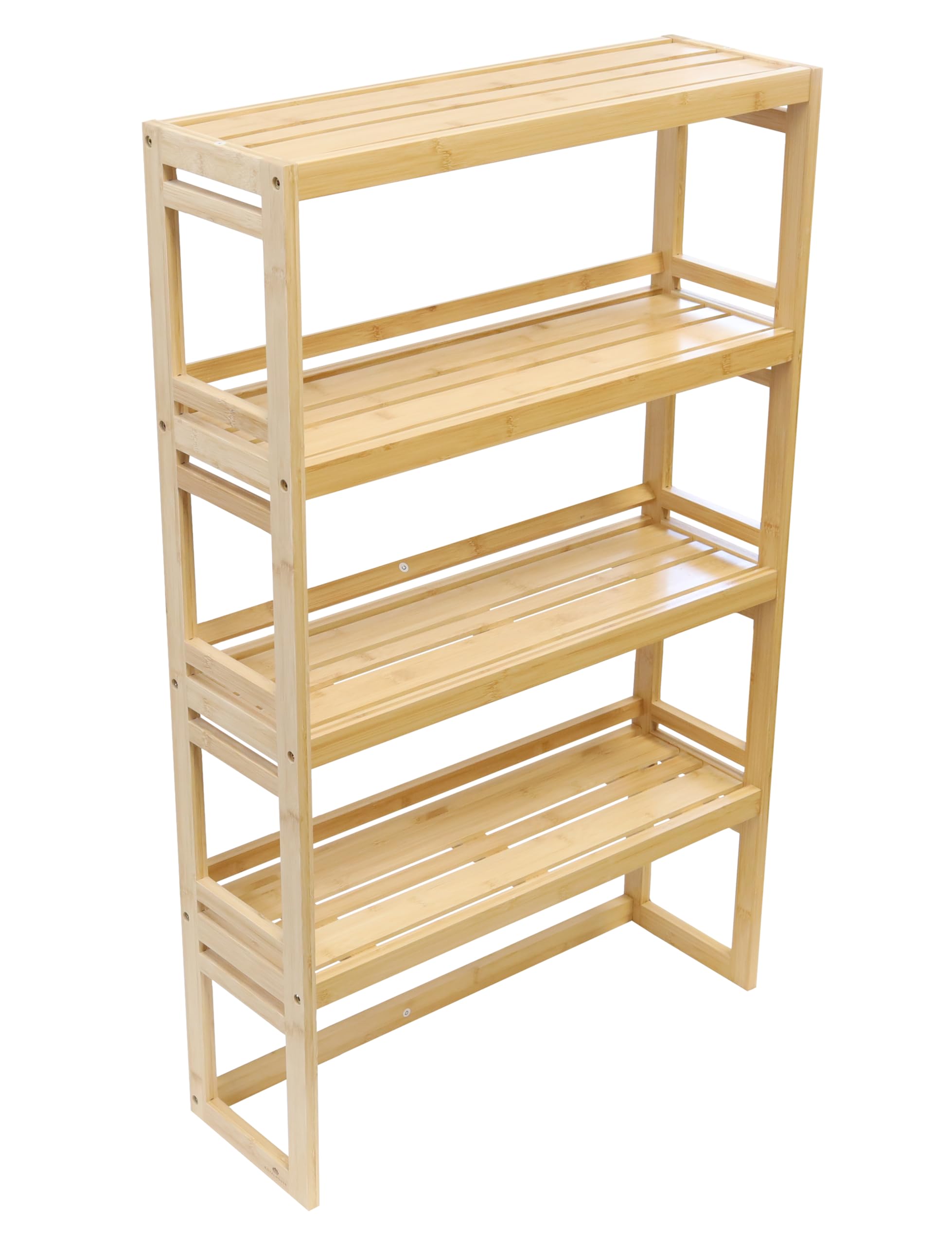 RoyalHouse Bamboo Rack, 4-Tier Shelving Unit, Perfect Storage Organizer for Bathroom, Living Room, Kitchen, Entryway, Closet