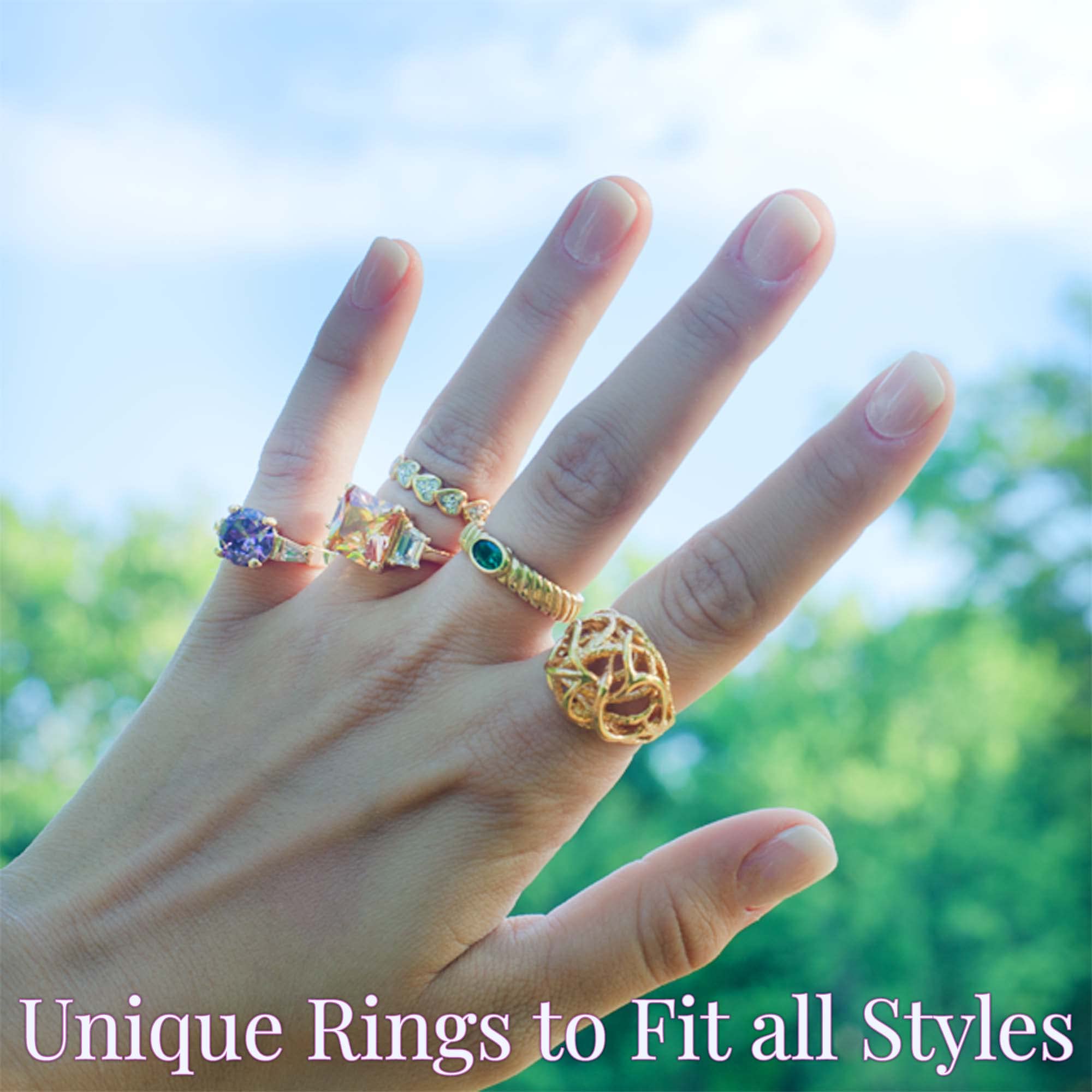 LookLove 25 Pcs Womans Ring Gold And Silver Single Size Bulk Variety Pack Womens Rings Set (Mixed Silver And Gold, 8)