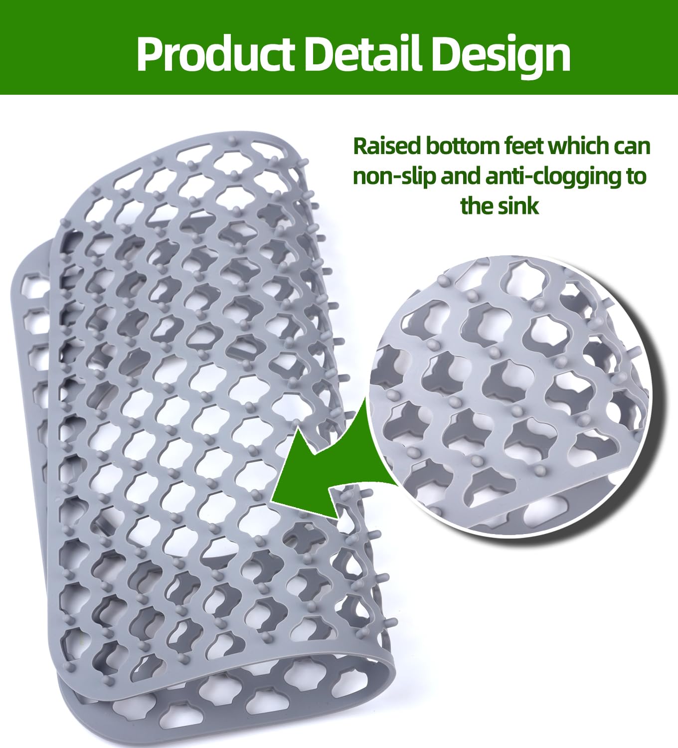 Sink Protectors for Kitchen Sink, 2PCS Kitchen Sink Mats Silicone Sink Protector, Sink Mats Grid for Kitchen Bottom of Farmhouse Stainless Steel Porcelain Sink 13.58 ''x 11.6 ''
