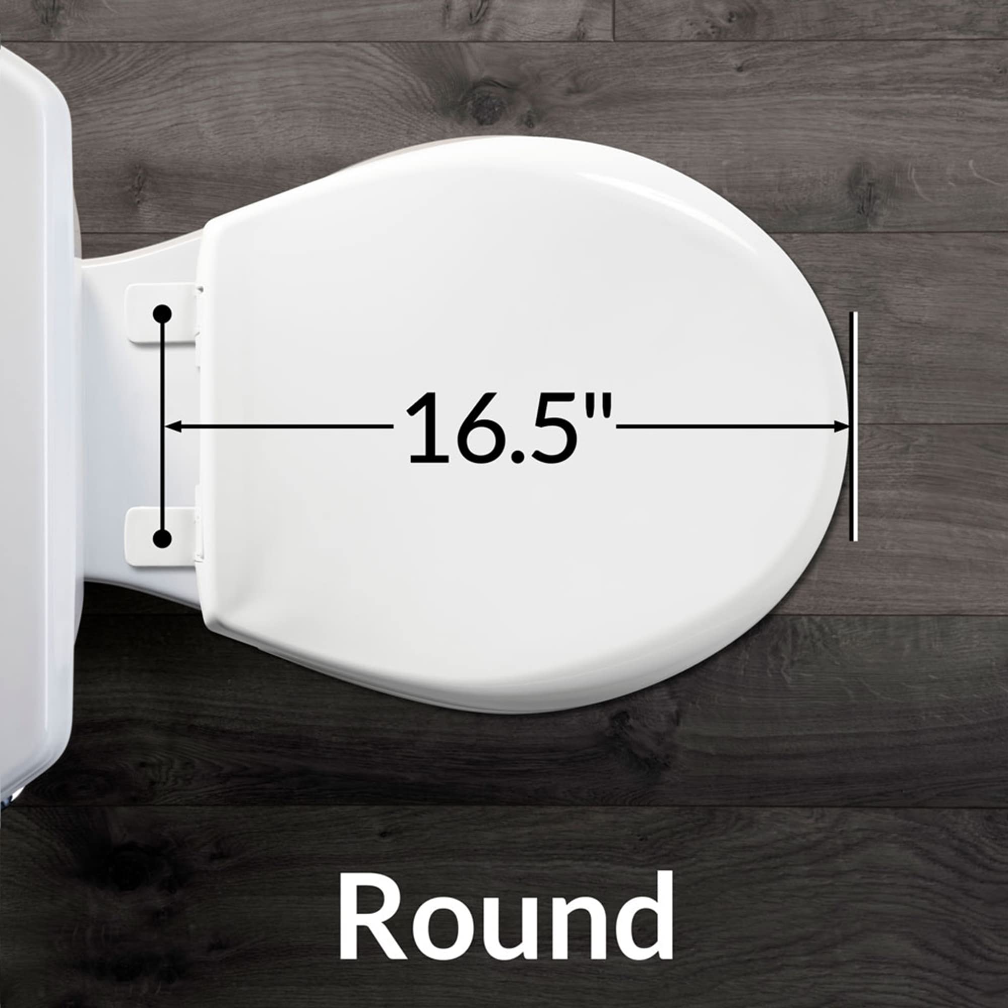 Mayfair 826BGSL 000 Benton Toilet Seat with Brushed Gold Hinges will Slow Close and Never Come Loose, ROUND, Durable Enameled Wood, White