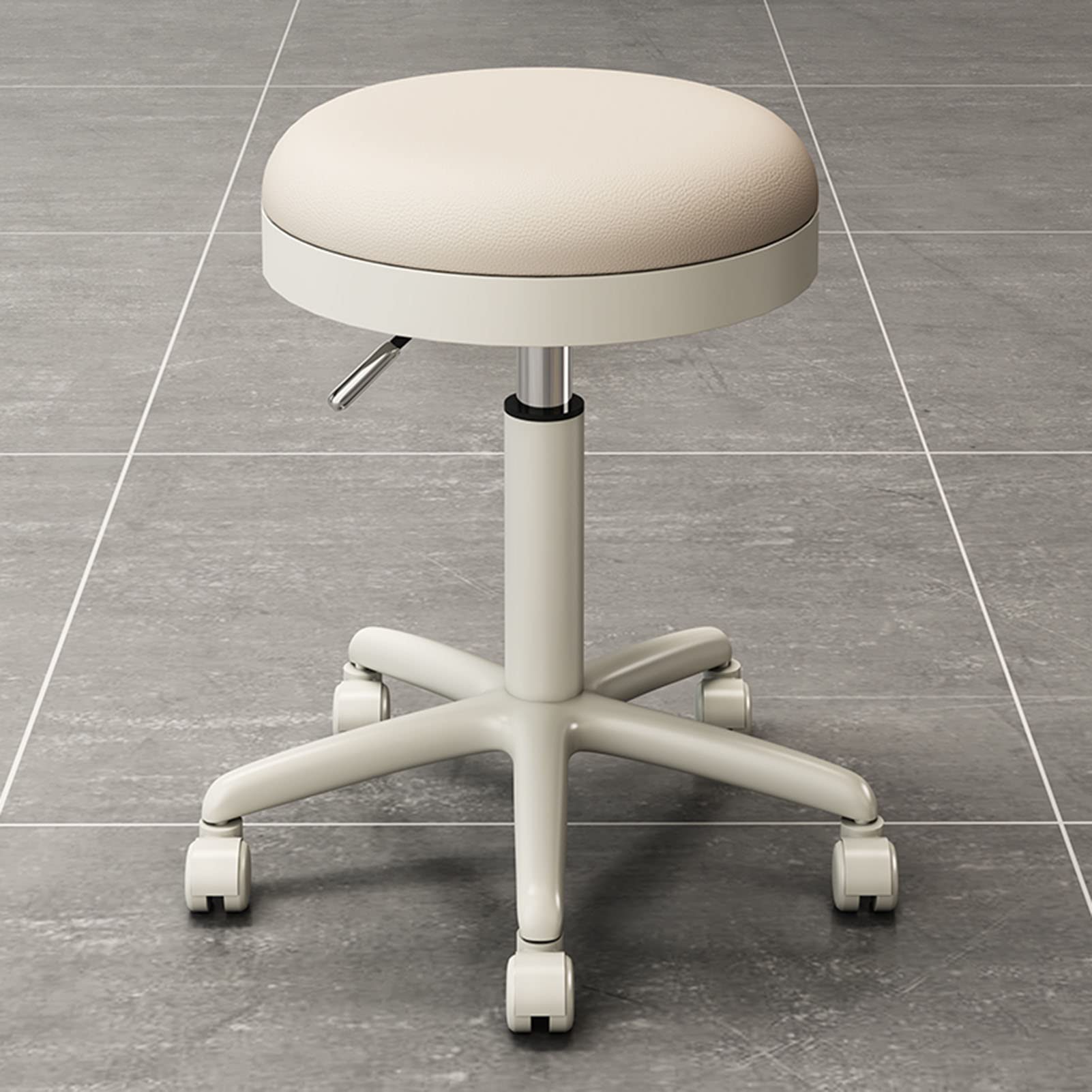 PRMAL Stools,Roll Stool Swivel Seat Work Chair Height Adjustable 360 ° Rotatable Workshop Cosmetic Stool for Beauty,Hair,Massage Salon, Lab, Kitchen/Beige