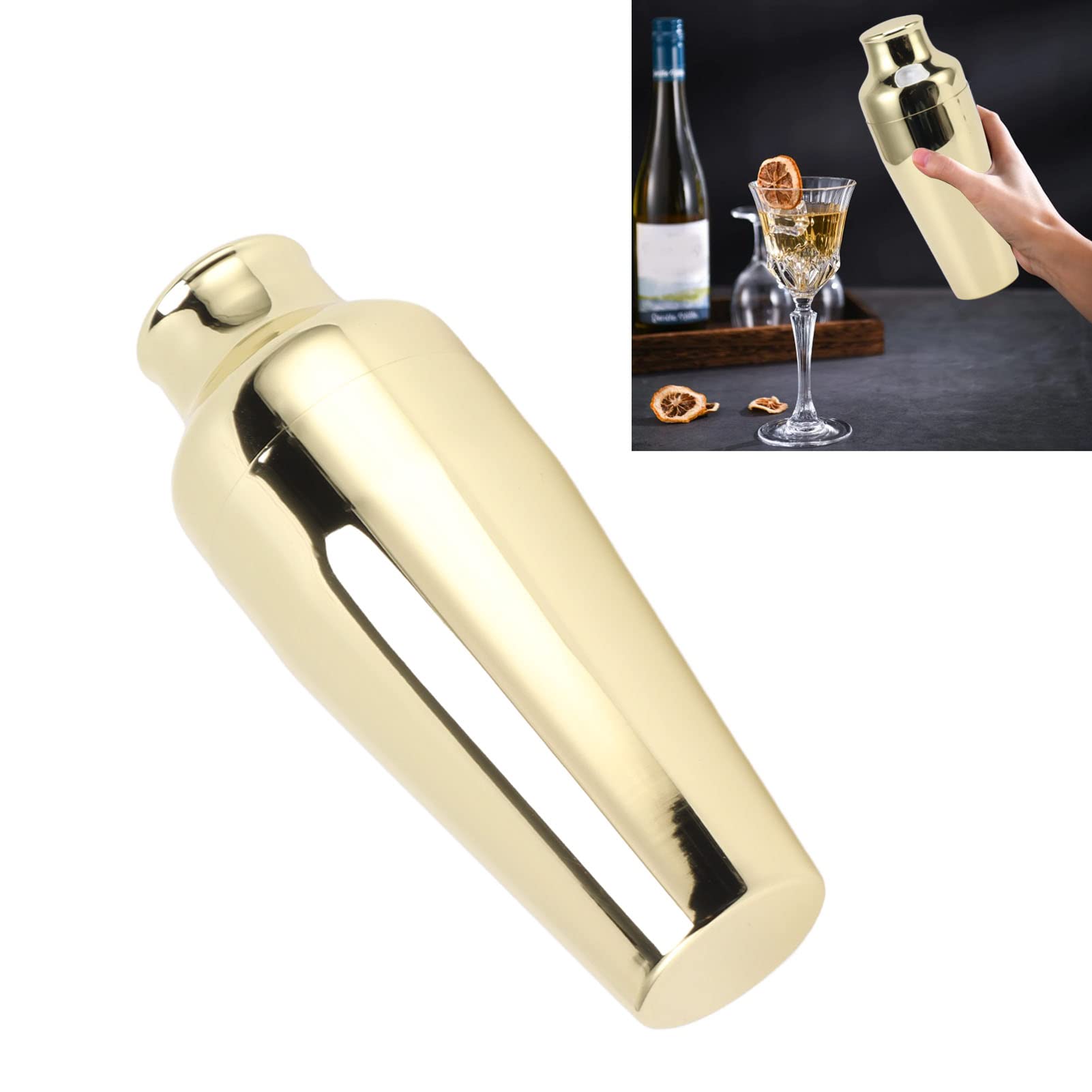Mokylor Cocktail Shaker, 24 oz Insulated 304 Stainless Steel Cocktail Shaker Bartender Shaker Metal Martini Shaker for The Home Bartender (Luxury Gold)