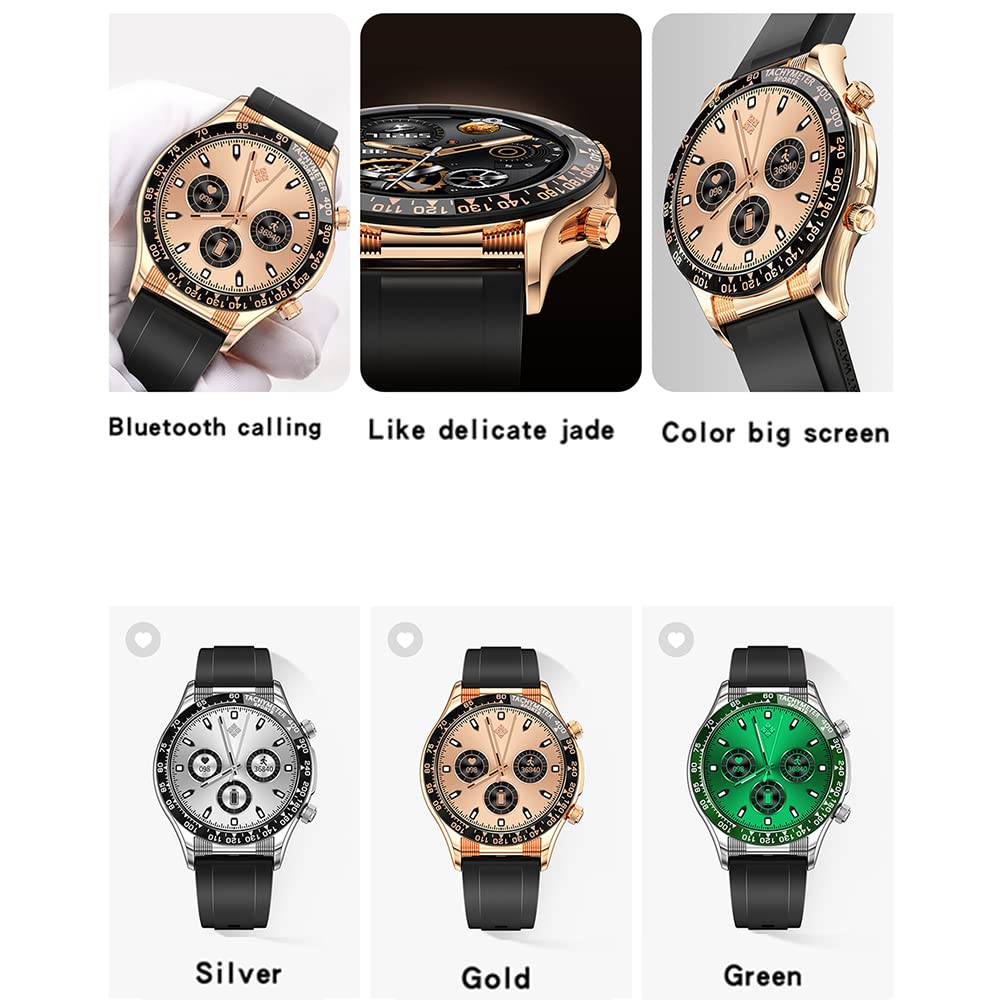 MaLageB Smart Watch for Men,1.32 Inch Round Ultra HD Smartwatch Waterproof Activity Tracker with Text and Call Sleep Monitoring Blood Oxygen for Android Phones & iOS (Gold)