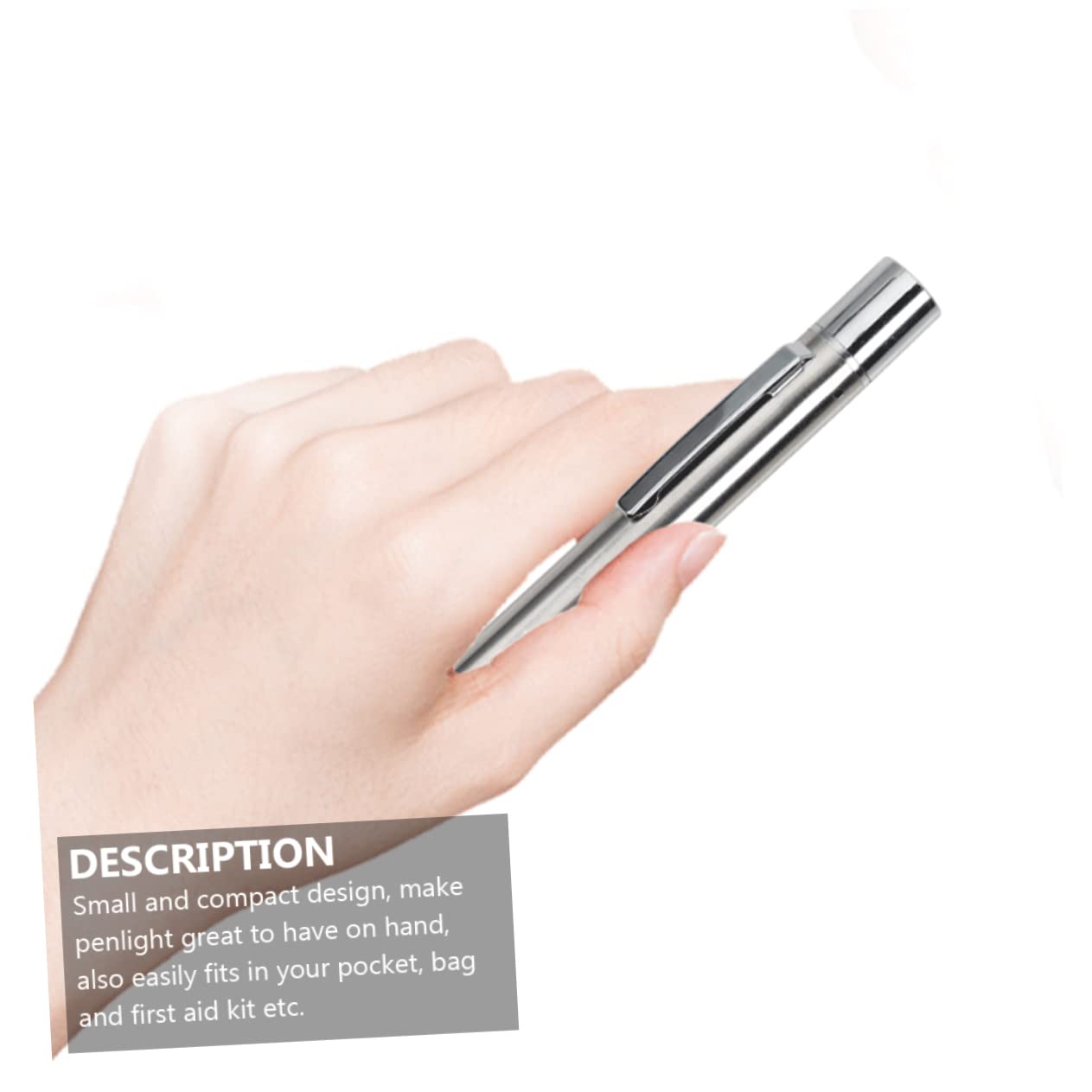 TOPPERFUN 2pcs Flashlight Waterproof Handheld Pen Light Pen Electric Torch Penlights Nursing Pen Lights Rechargeable Flash Light Medical Pen Light Pen for Doctors LED Silver Metal