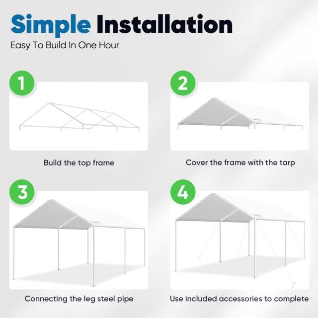 Quictent 10'X20' Heavy Duty Carport Car Canopy Party Tent Boat Shelter