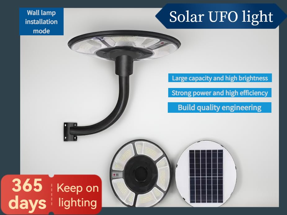 UFO Outdoor Solar Lights - Curved Arm, Patio, Garden, Pathway Solar Lamps, Landscape Lighting, A High -Efficiency Solar Panel, 8 Hours Light Duration,400W,800W,Mounts to Walls or Posts