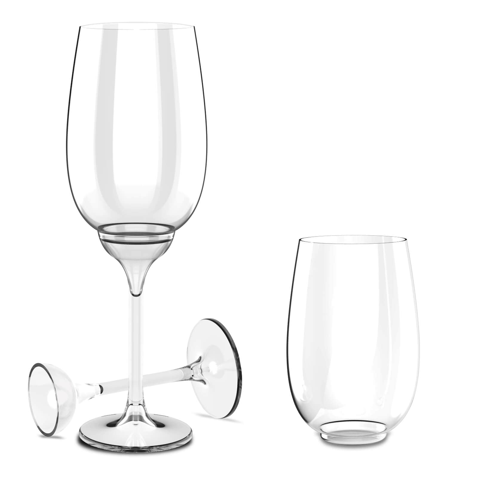 JIUBAR Travel Wine Glasses, Detachable Tritan Plastic stem wine glasses or Stemless Wine Cups/Champagne Glasses,Reusable Shatterproof Recyclable,clear color,BPA Free.