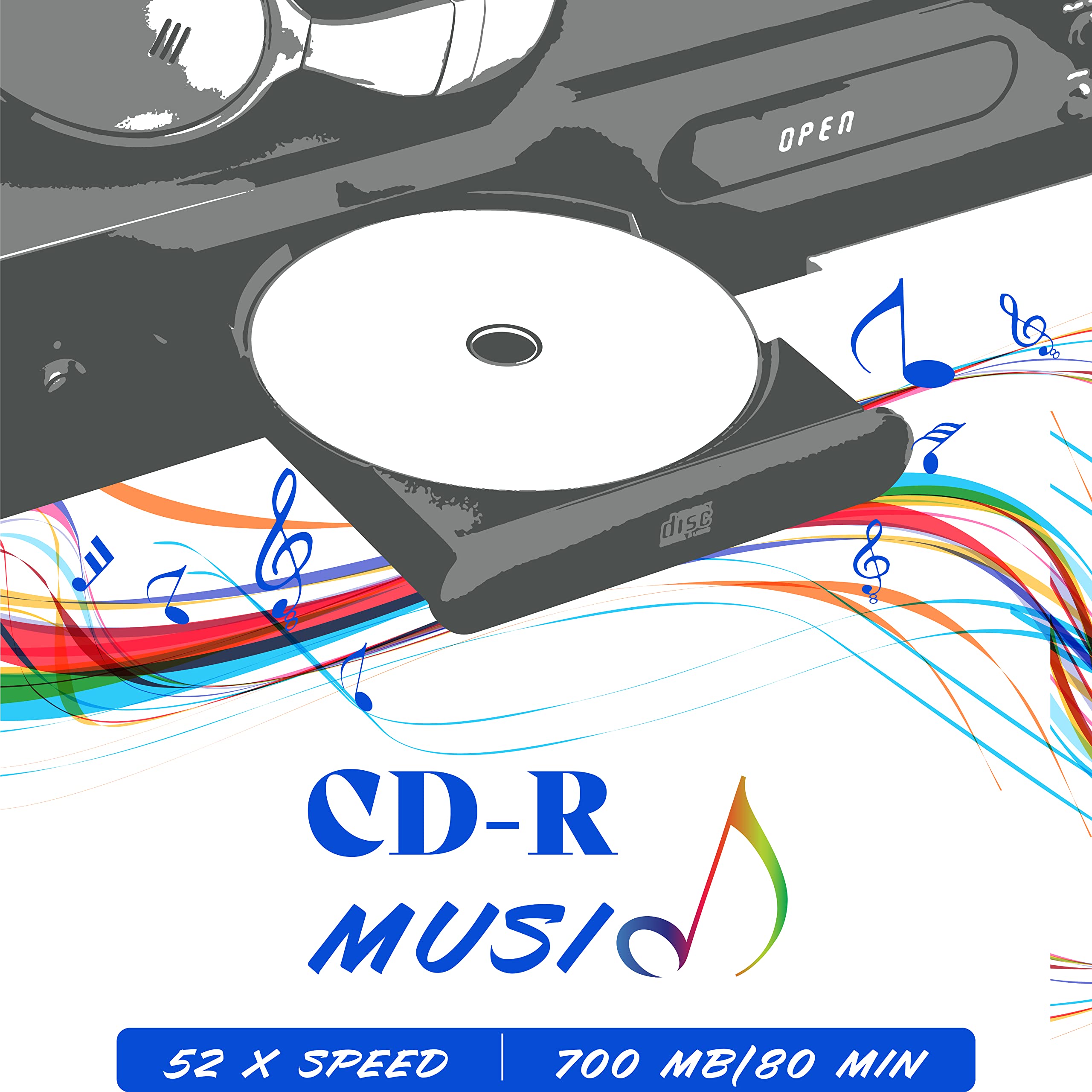 PioData CD-R 52X 700MB Moisture Resistant White Inkjet Printable CD-R Blank Discs β 100 Disc Cake Box Spindle, Printable CDR Discs for Music, Data