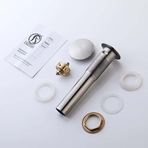 Pop up Sink Drain Stopper with Overflow Brushed Nickel for Bathroom Vessel Vanity Sink Art Basin,Big Cap Sink Drain with Overflow, Metal Pop-up Drain Strainer with Detachable Basket Stopper