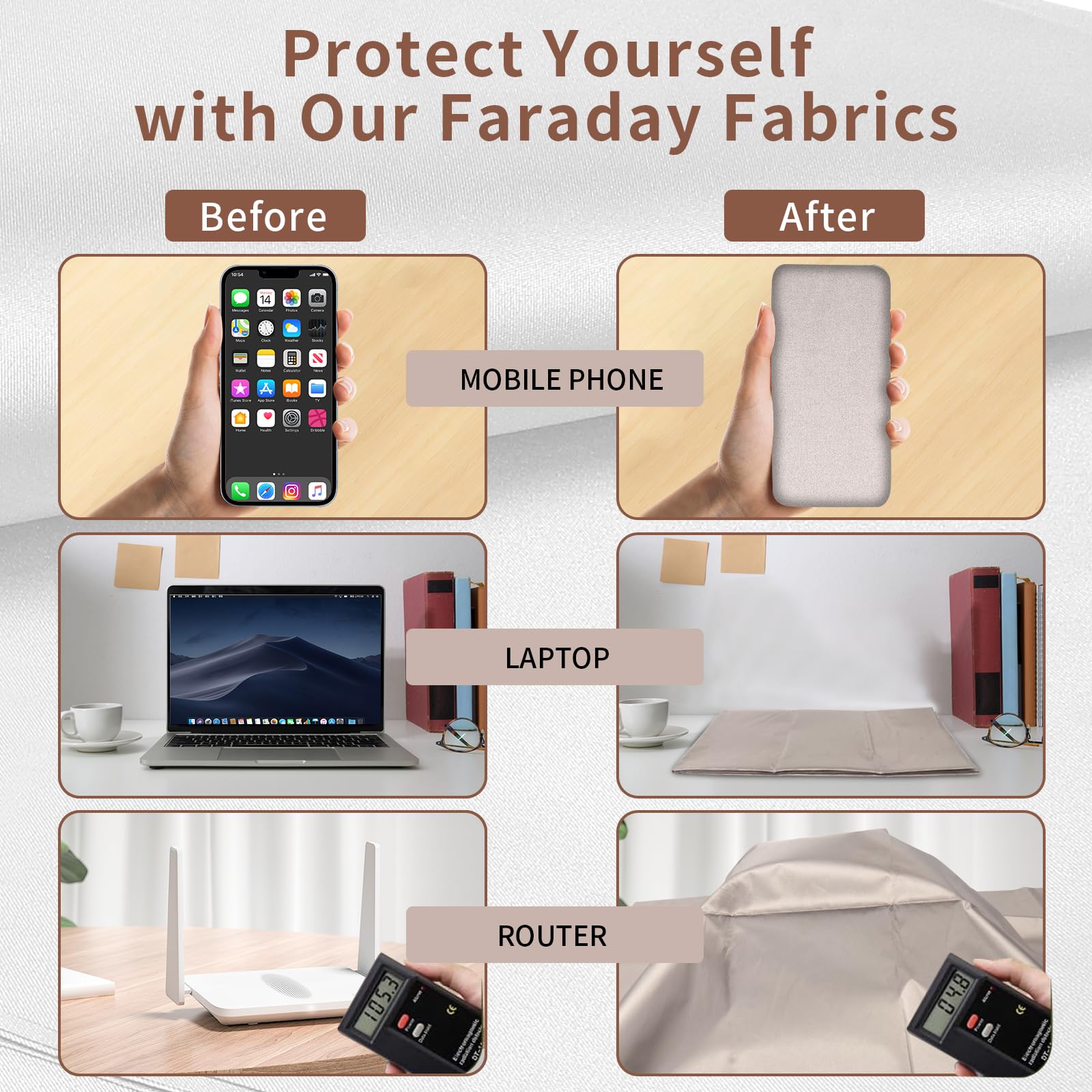 XLKIB Faraday Fabric,(43" W × 108" L Fabric + 300" L Tape),Faraday Fabric EMP Proof Military Grade,Faraday Cloth can Block Cellular Signals,WiFi, Bluetooth, GPS, and RF Signals