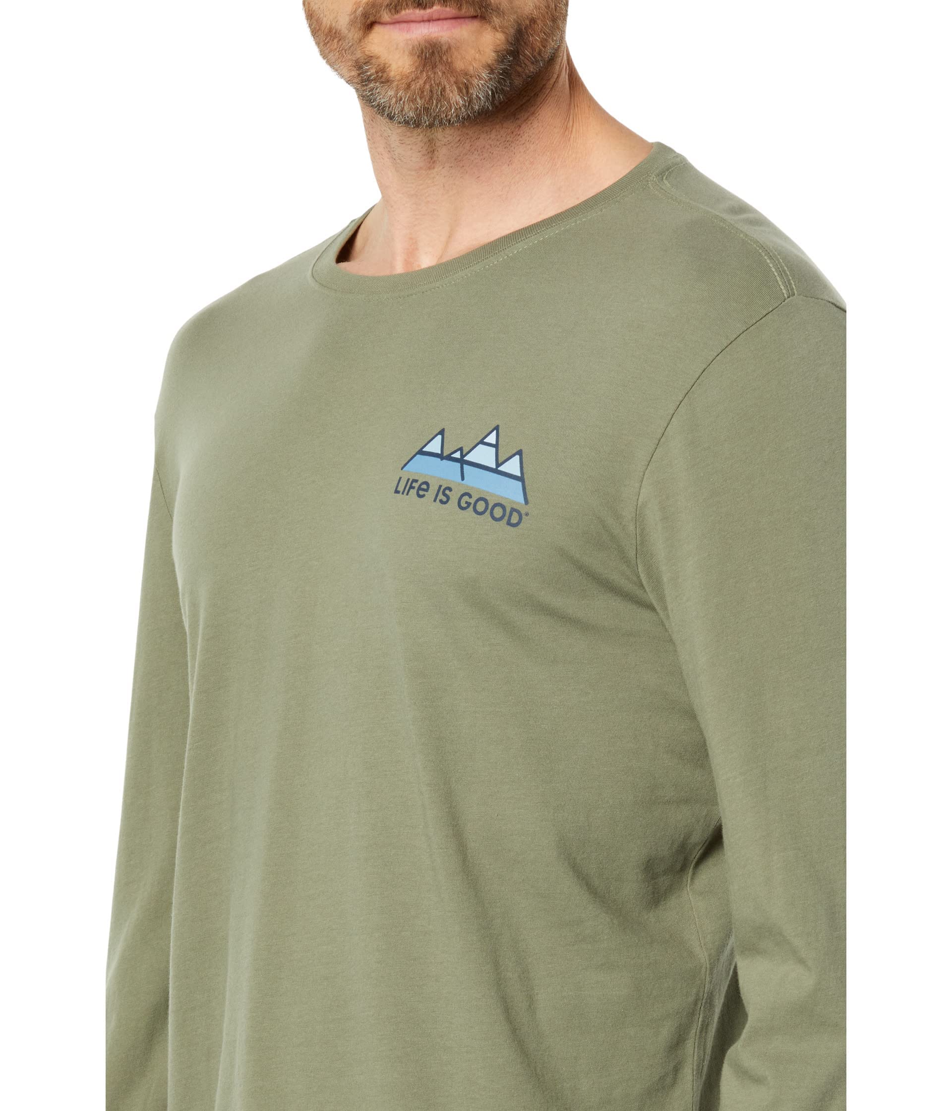Life is Good Retro Mountains Long Sleeve Crusher-Lite™ Tee Moss Green XL