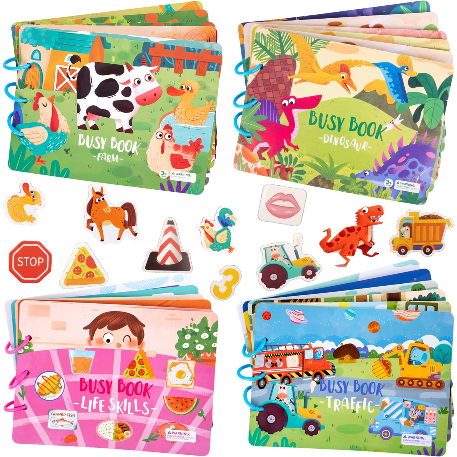MIKNEKE DIY Quiet Book for Toddlers, Montessori Busy Book for Kids, Dinosaur Preschool Learning Activities Learning & Education Toys