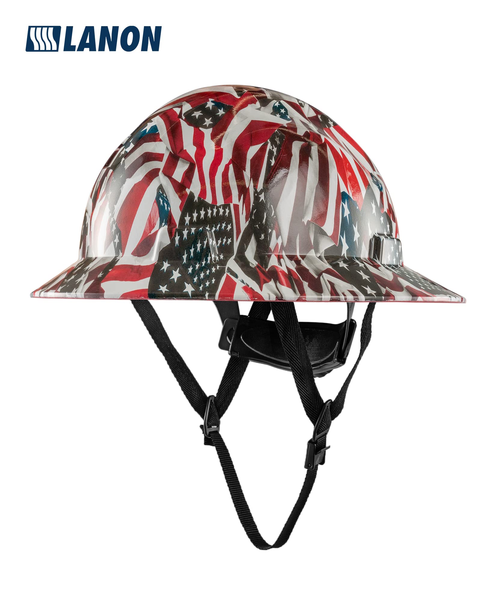 LANON Full Brim Hard Hat, OSHA Construction Work Approved, Premium Charcoal Gray Design, FRP Safety Helmet with 4 Point Adjustable Ratchet Suspension, Class C
