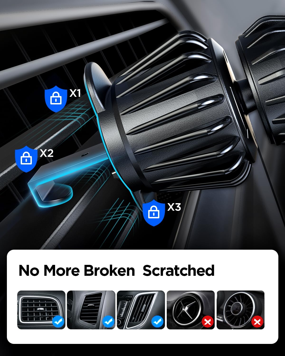 JOYROOM Fits for MagSafe Car Mount, [20 Strong Magnets] Magnetic Car Phone Holder Mount, [Easily Install&Never Blocking Vent] Magnetic Phone Mount for Car for iPhone 15 Pro Plus 14 13 12 MagSafe Case