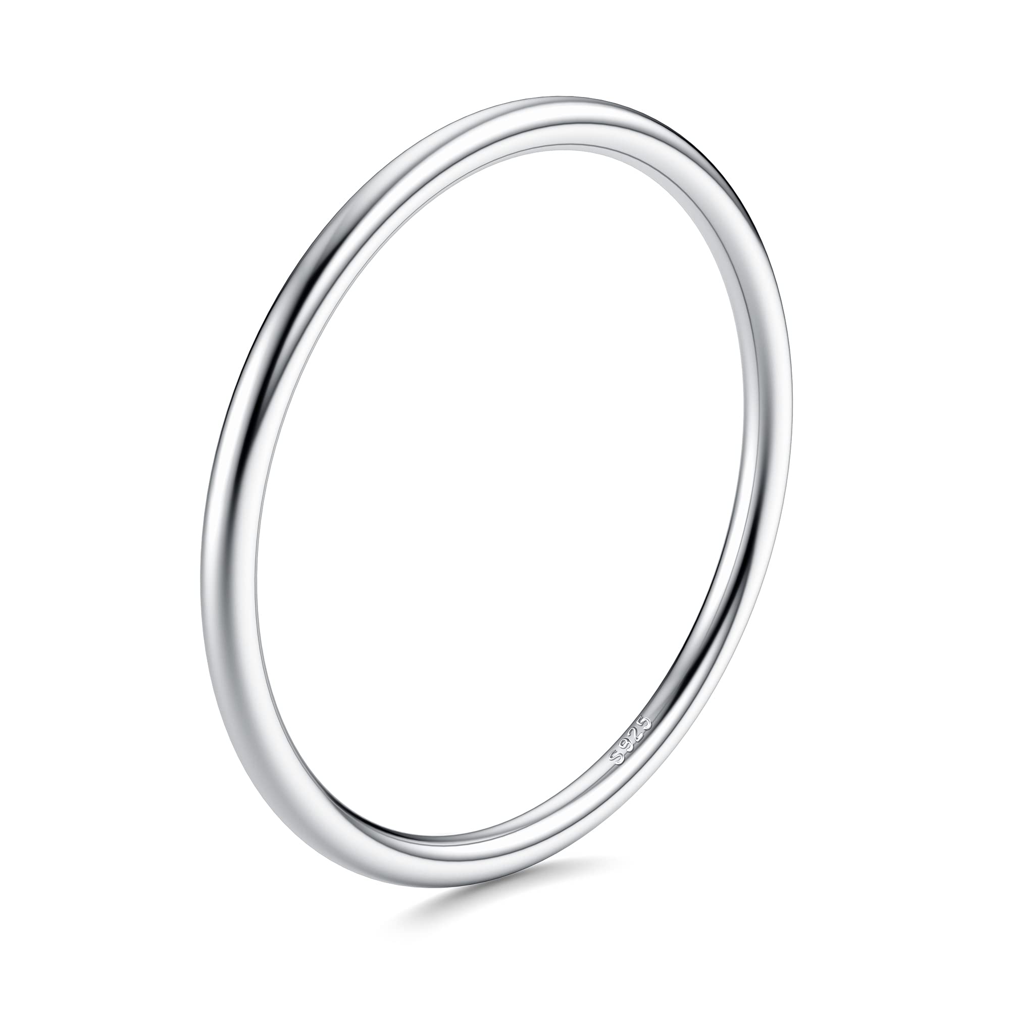 MILACOLATO 1mm Thin Ring 925 Sterling Silver Rings Stacking Knuckle Pinky Thumb Ring Size 7