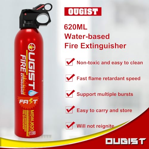Ougist 6 Pcs Fire Extinguisher with Mount - 4 in-1 Fire Extinguishers for The House, Portable Car Fire Extinguisher, Water-Based Fire Extinguishers(620ml)