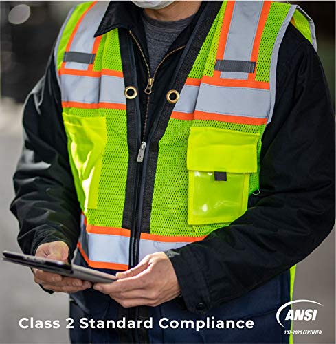 Shine Bright Safety Vest - High Visibility with Reflective Straps and Pockets – Premium, Soft, Durable, and Breathable – ANSI CLASS 2 (Size Large, Black)