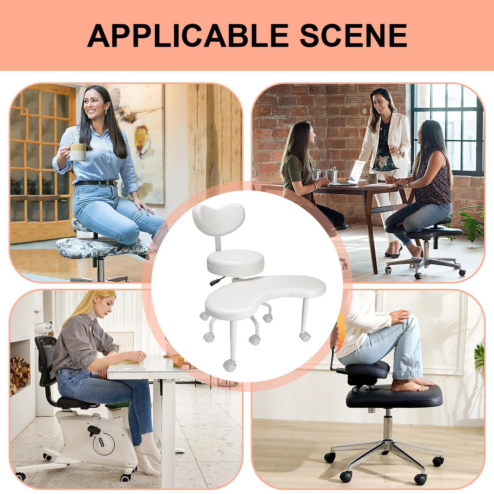 Traverse-Legged Chair with High Elastic Seat Cushion Yoga Meditation Chair with Lumbar Support and Adjustable Reclining Angle, Ergonomic Office Chair for Home & Office (Black)