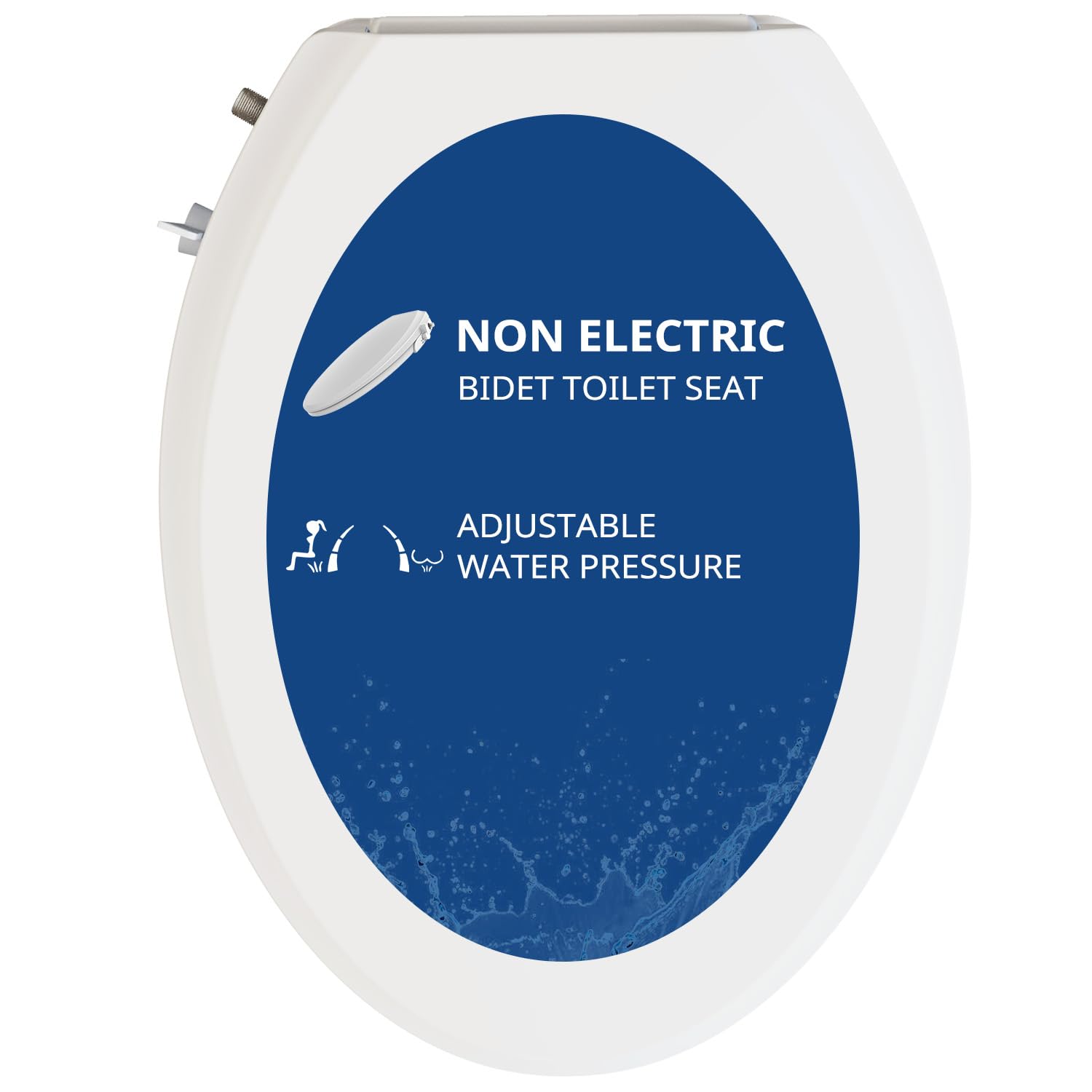 Toilet Bidet Seat Elongated, Non-Electric Bidet Seat, Swash Seat with Adjustable Water and Dual Nozzle System for Bathroom, Easy Installation, White Bidet Attachment
