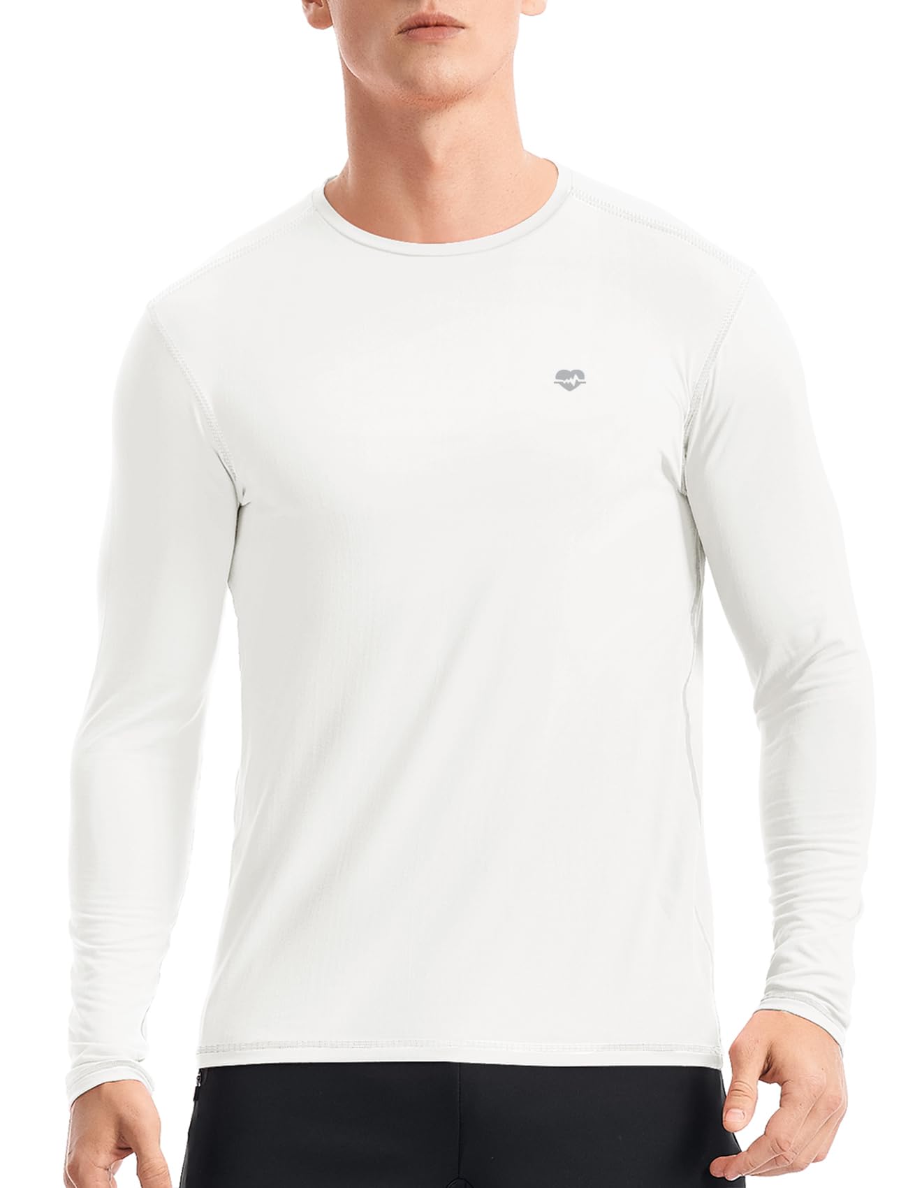 Long Sleeve Running Shirt Men Cold Weather(Off White,XL)
