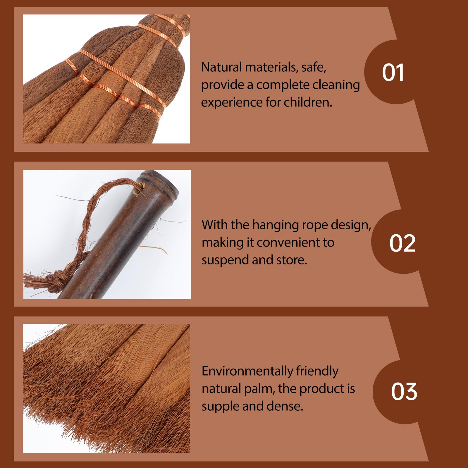 Operitacx Retro Asian Straw Broom Small Natural Flower Grass Broom Whisk Broom Kid Sweeping Cleaning Broom for Home Kitchen Bedroom 6.2(W) x23.1(L) inch