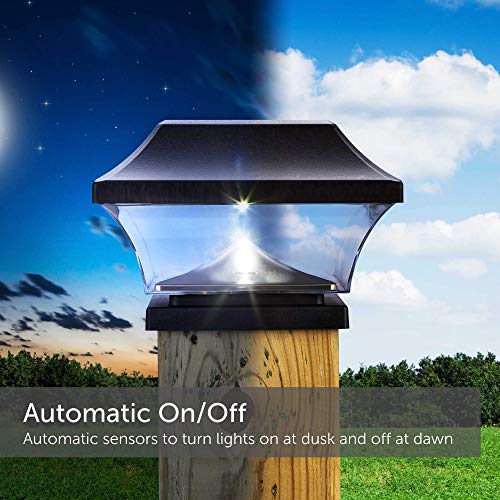 NOMA Solar Post Lights | Waterproof Outdoor Cap Lights for 4 x 4 Wooden, Deck, Patio, Garden, Decor or Fence | Warm White LED Lights, 8-Pack (Black)