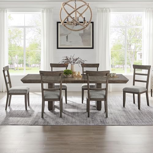 WILLIAMSPACE 98" Wood Extendable Dining Table for 6 to 10, Country Rustic Rectangular Kitchen Table with Wood Leg, Large Dining Room Table Farmhouse Furniture, Easy to Assemble (Grey)