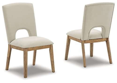 Signature Design by Ashley Dakmore Dining Upholstered Side Chair, 2 Count, Light Brown & Beige