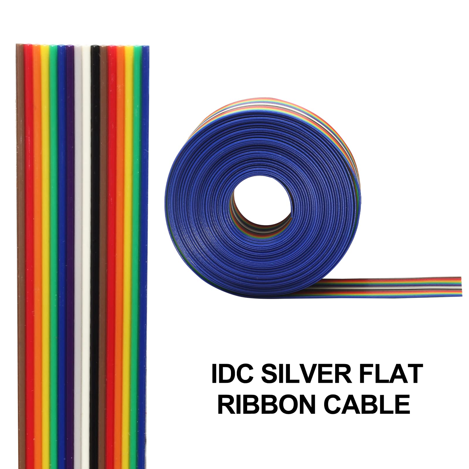 Piutouyar Rainbow Color IDC Ribbon Cable, 16 Wire (16ft/5m) IDC Wire Connectors for 2.54mm Pitch Connectors