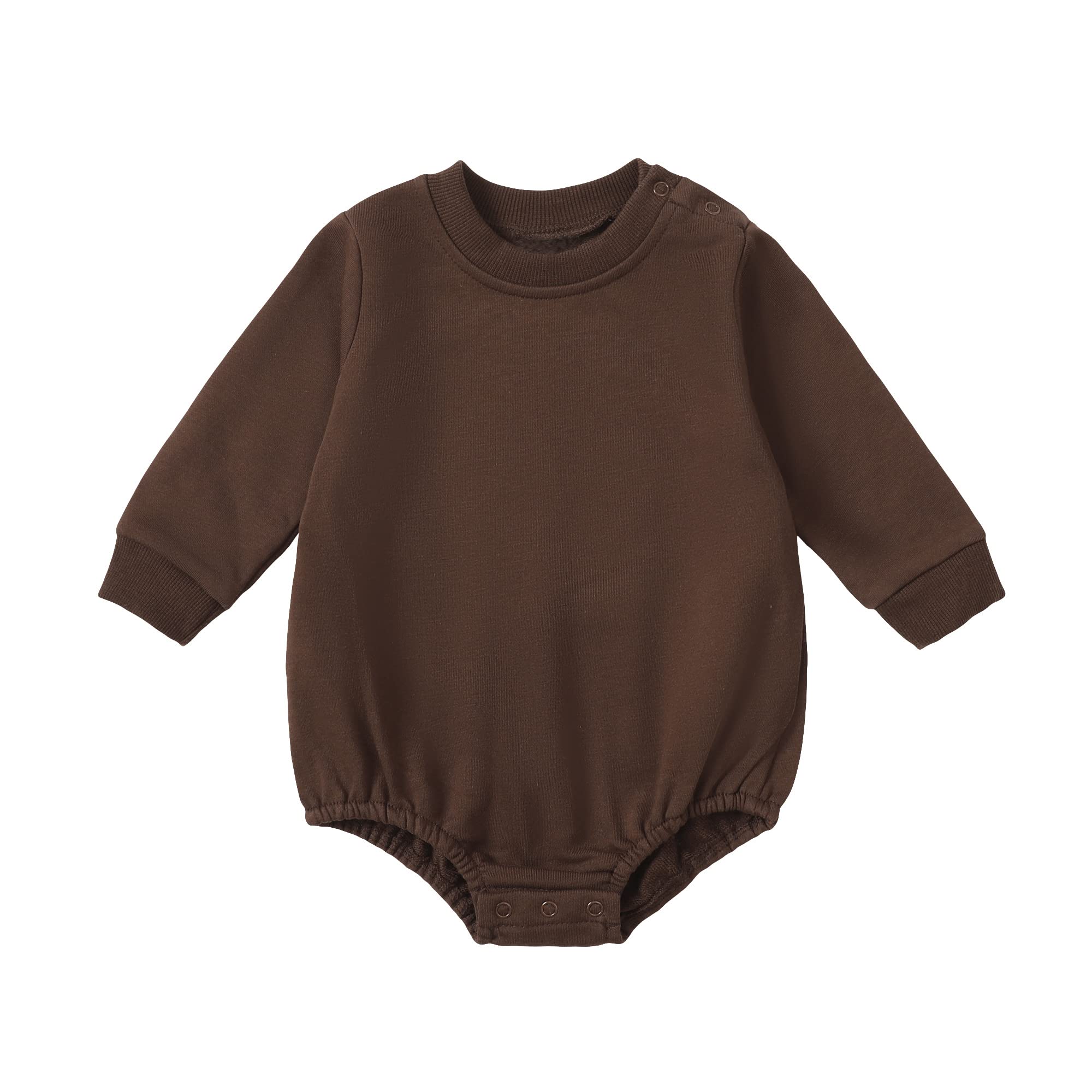 OPAWO Newborn Baby Boy Girl Romper Bodysuit Infant Oversized Sweatshirts Long Sleeve Pullover Sweater Top Fall Winter Clothes(Beige,0-3Months)