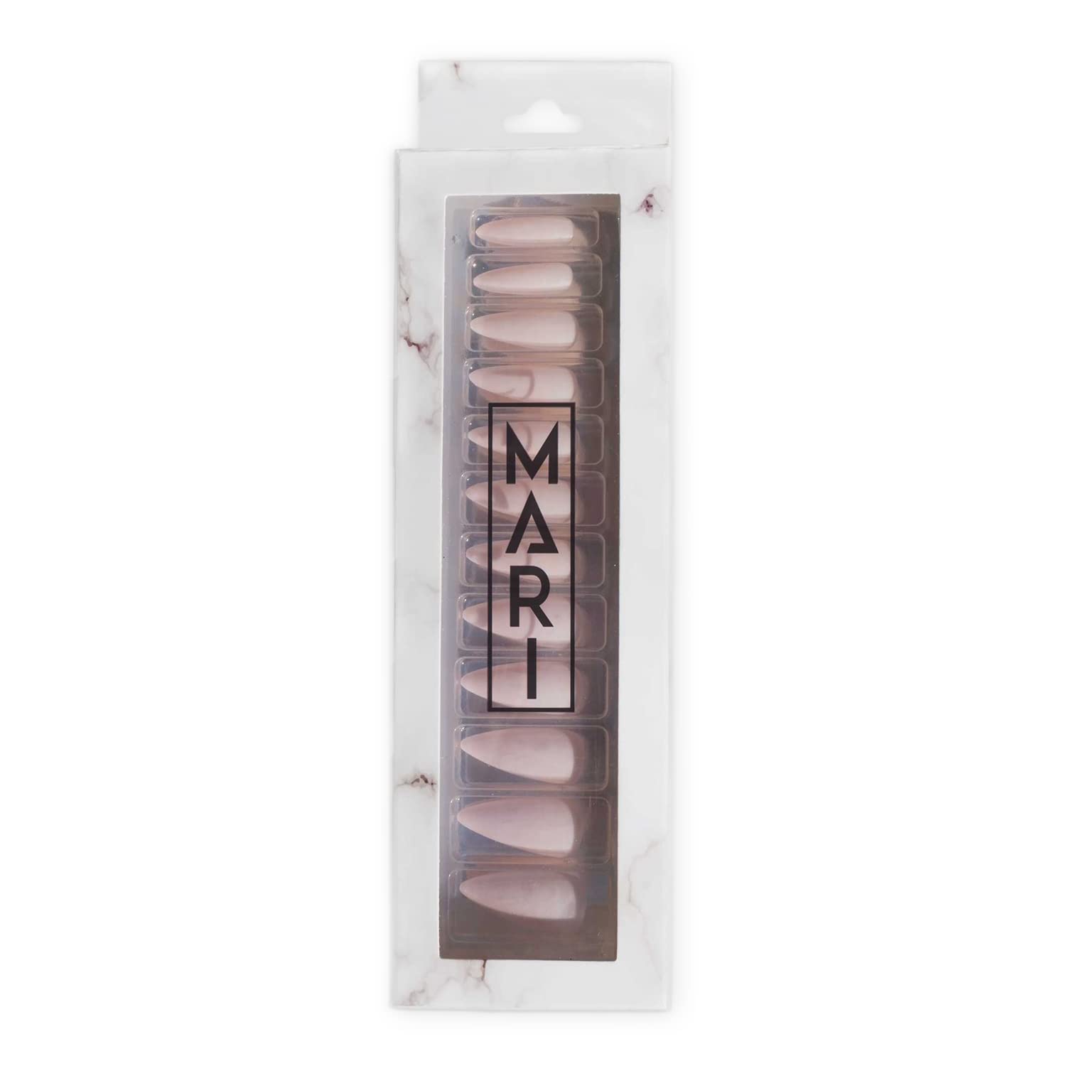 Mari By Marsai, Reusable 24pcs Press On Luxury Manicure, Salon-Quality Long Lasting Fake False Nails Easy to Apply, Includes 2 Prep Pads Non-Toxic Glue, Sticky Tabs (Ms. Minimalist)
