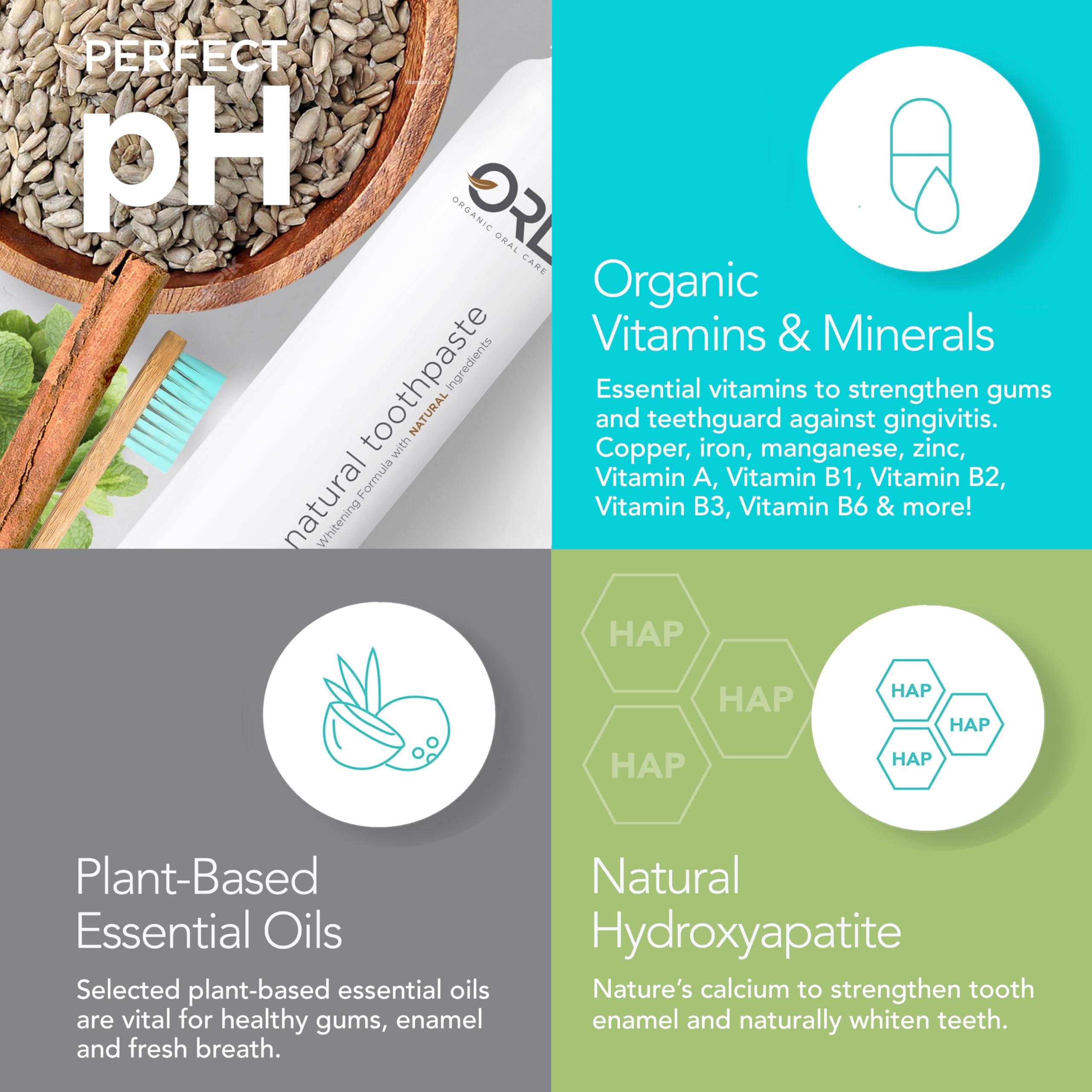 ORL Natural & Organic Toothpaste – Uniquely Formulated to Clean Your Mouth, Helps to Restore Your Mouth’s Natural Perfect pH - Fresh Mint