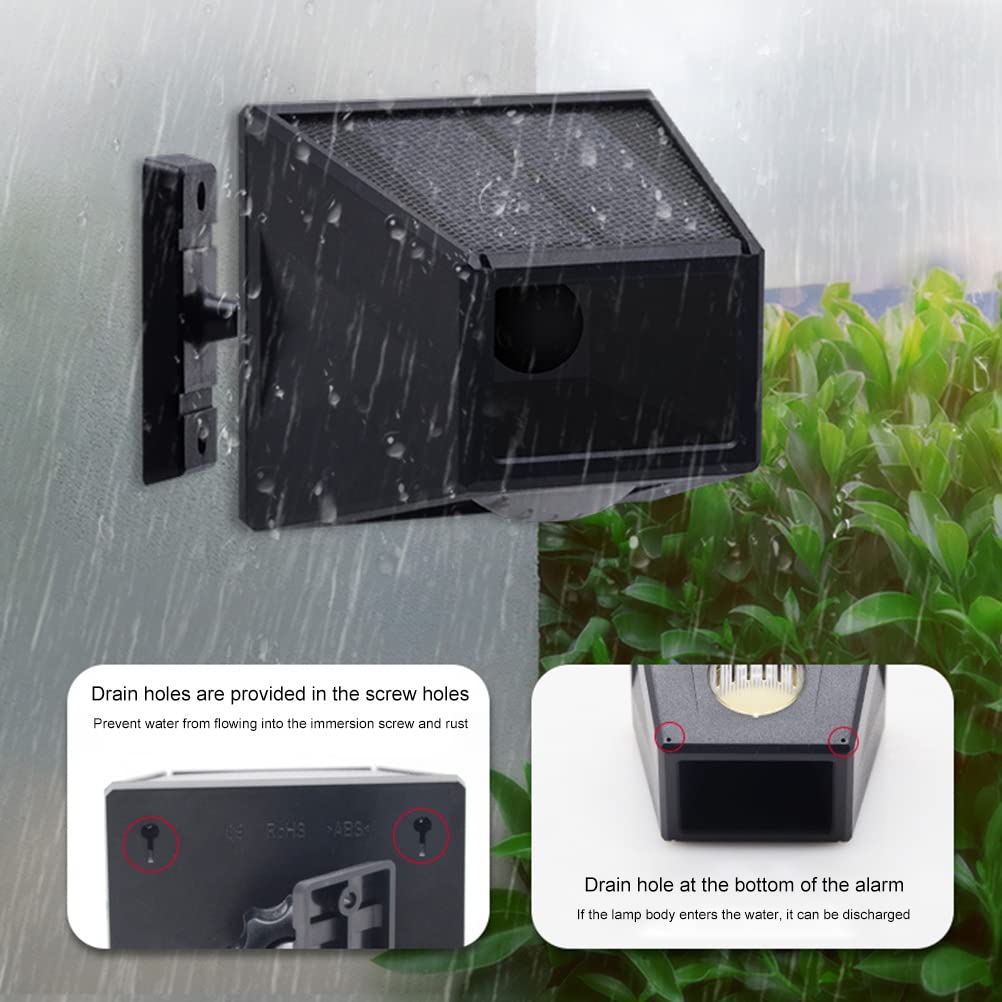 Solar Alarm Light with Motion Sensor Outdoor Solar Strobe Light Remote Control Sound Alarm for Backyard Patch Farm Garage
