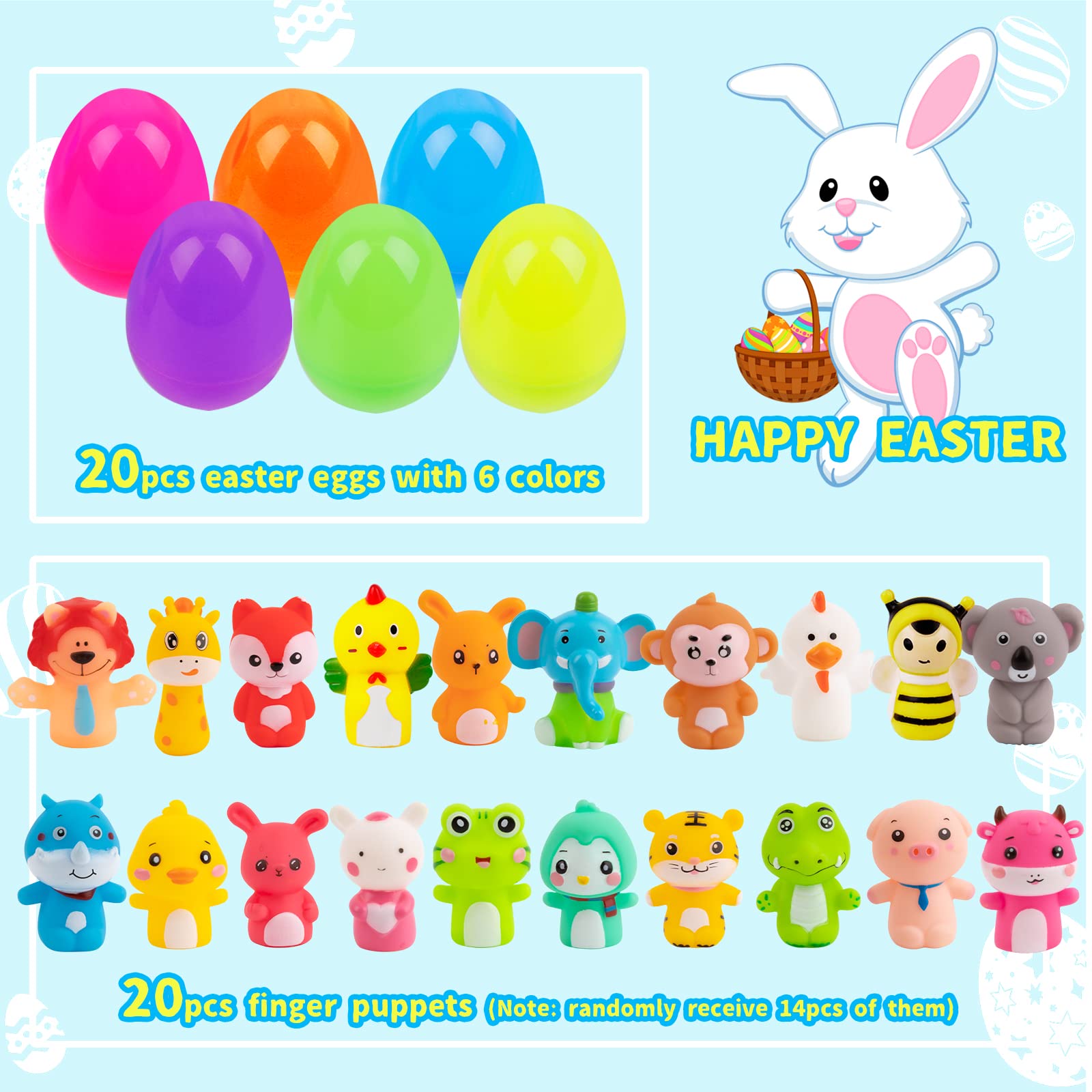 M SANMERSEN Baby Toys - 20cps Easter Eggs with Toy Finger Puppets Inside