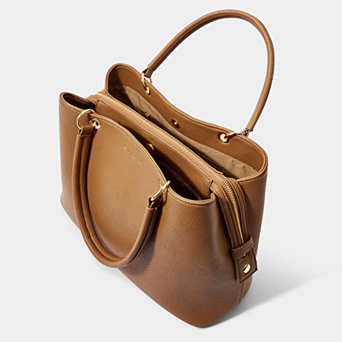KATIE LOXTON Fia Womens Medium Vegan Leather Shoulder Handbag Purse Tan
