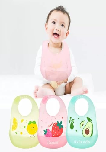 Premium Baby Bibs Waterproof Silicone light weight Adjustable for Babies & Toddlers, soft, BPA Free, Easy Clean up (Avocado)