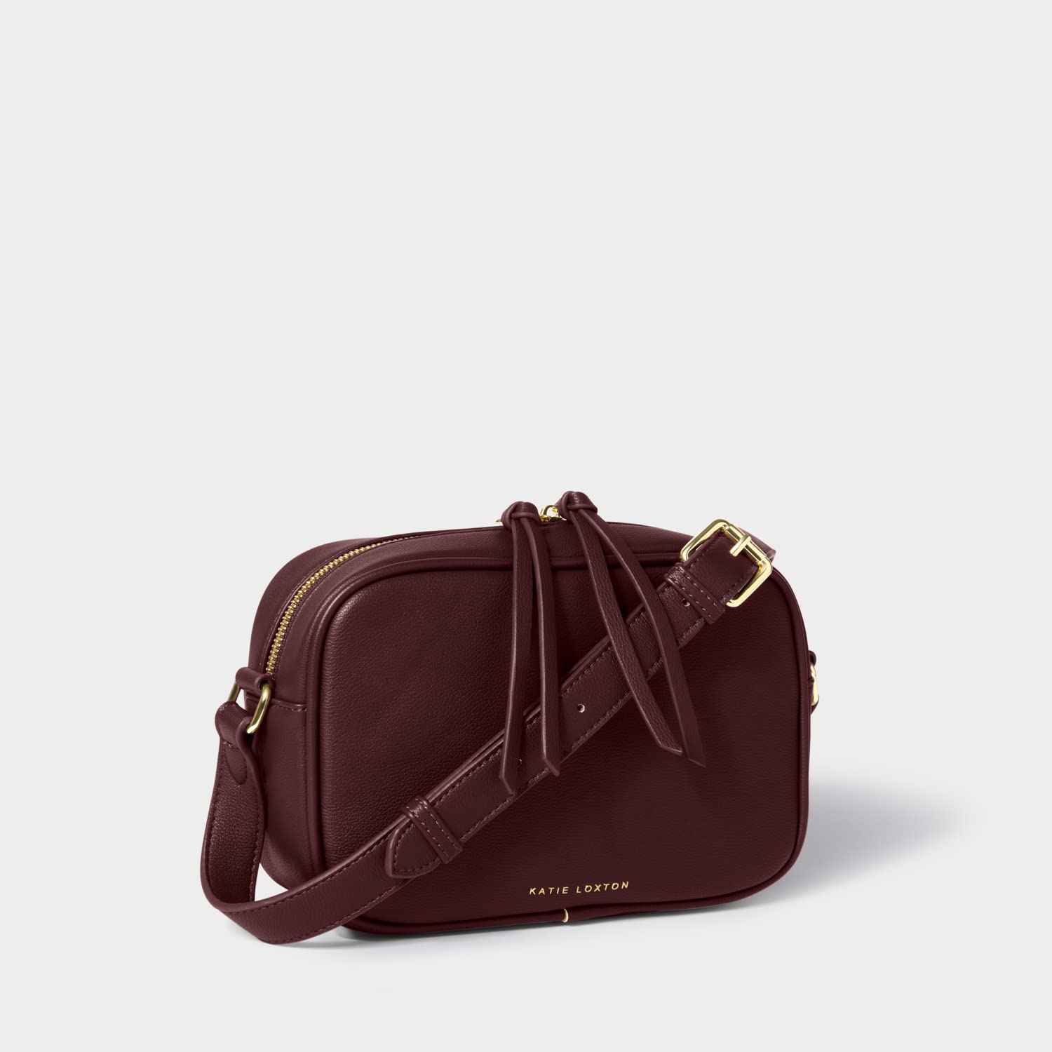 KATIE LOXTON Isla Womens Small Vegan Leather Adjustable Strap Convertible Crossbody Clutch Handbag Purse Plum