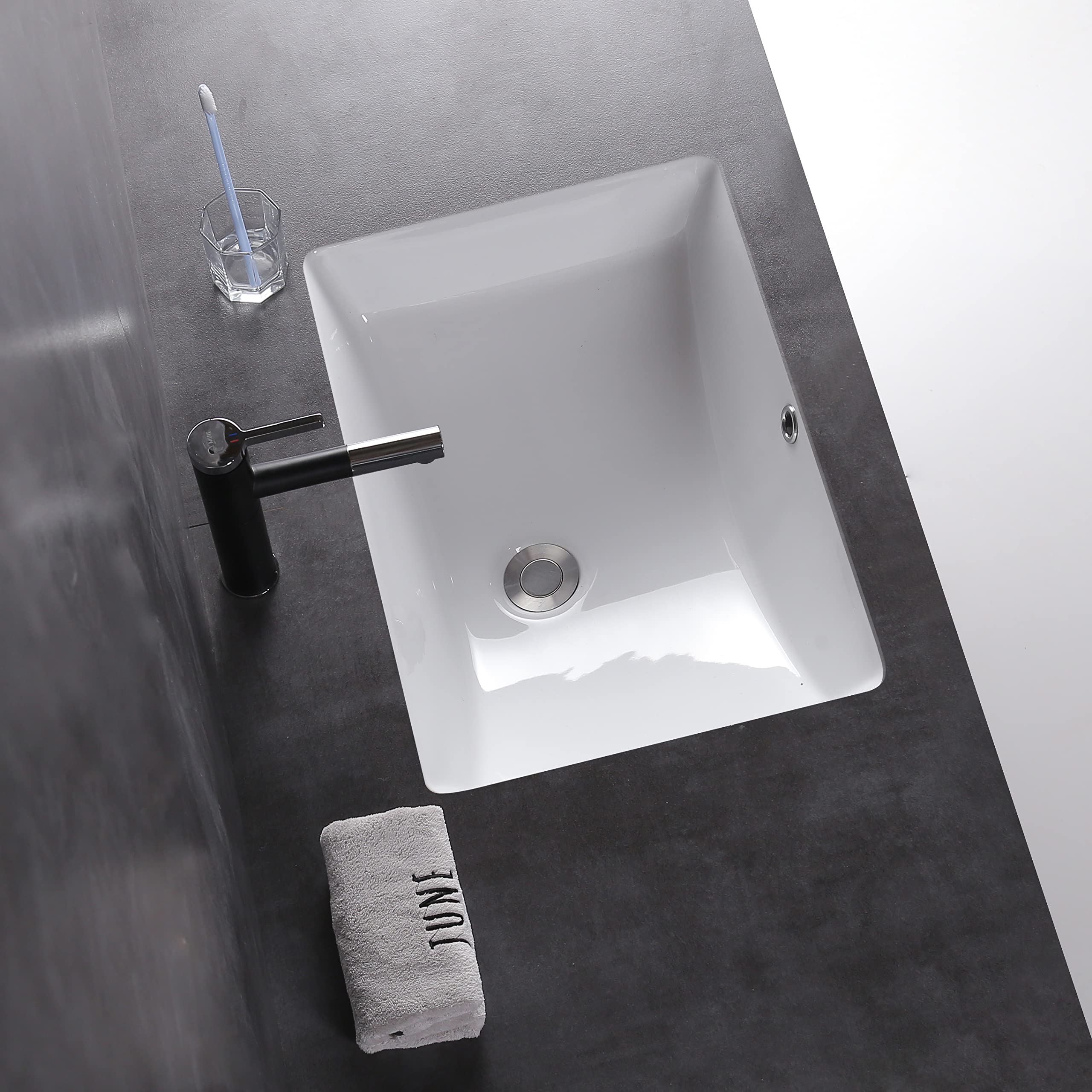 MEJE #202H -18 Inch Vessel Sink Rectangle Undermount Bathroom Sink Lavatory Vanity Ceramic, White