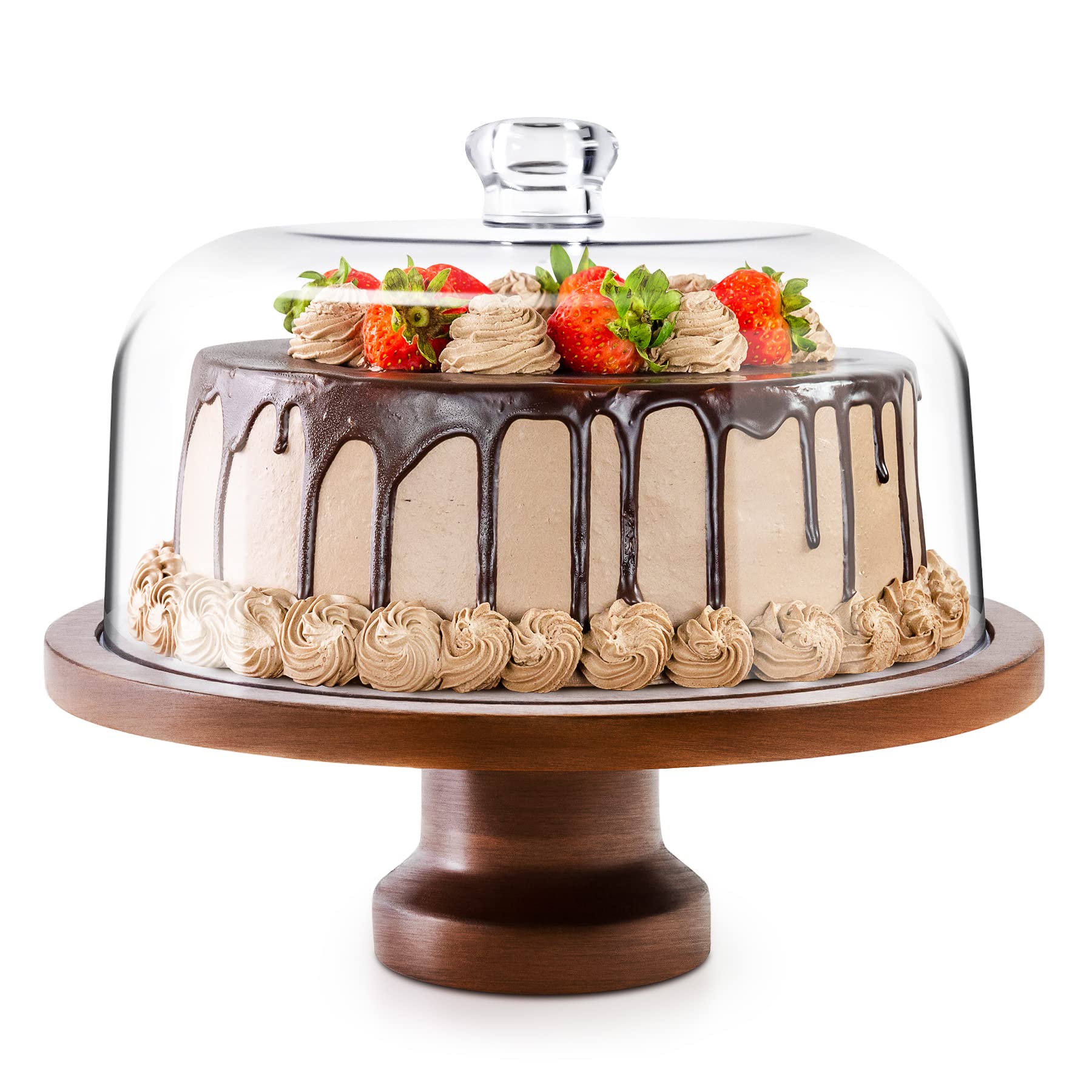 Jkwokback Cake Stand with Dome and Acrylic Lid, Cake Plate and Plastic Cake Cover with Detachable Base,Cake Display Server Tray for Birthday Kitchen Party Baking Gifts
