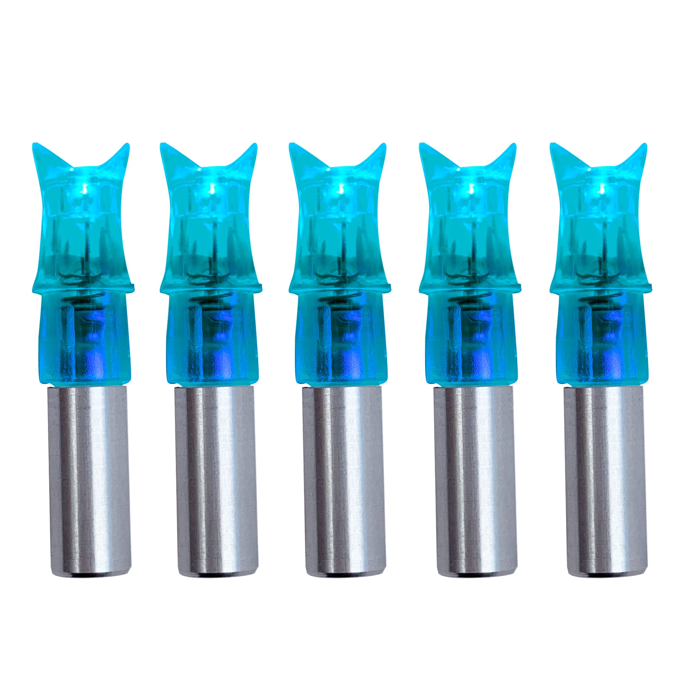 Lighted Nocks for Crossbow Arrow Bolts (Pack of 5), Crescent LED Crossbolts End .300" Inside Diameter for Archery Hunting (Blue)