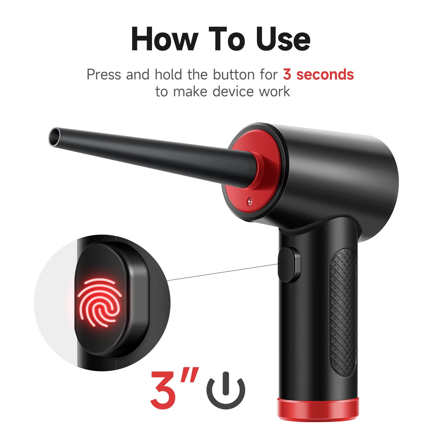 OTAO Electric Cordless Compressed Air Duster -51000RPM,3 Speed, Fast-USB Charging Keyboard Cleaner with LED Light for Dust Off/Cleaning Computer Electronics, Replace Air Can/Pump