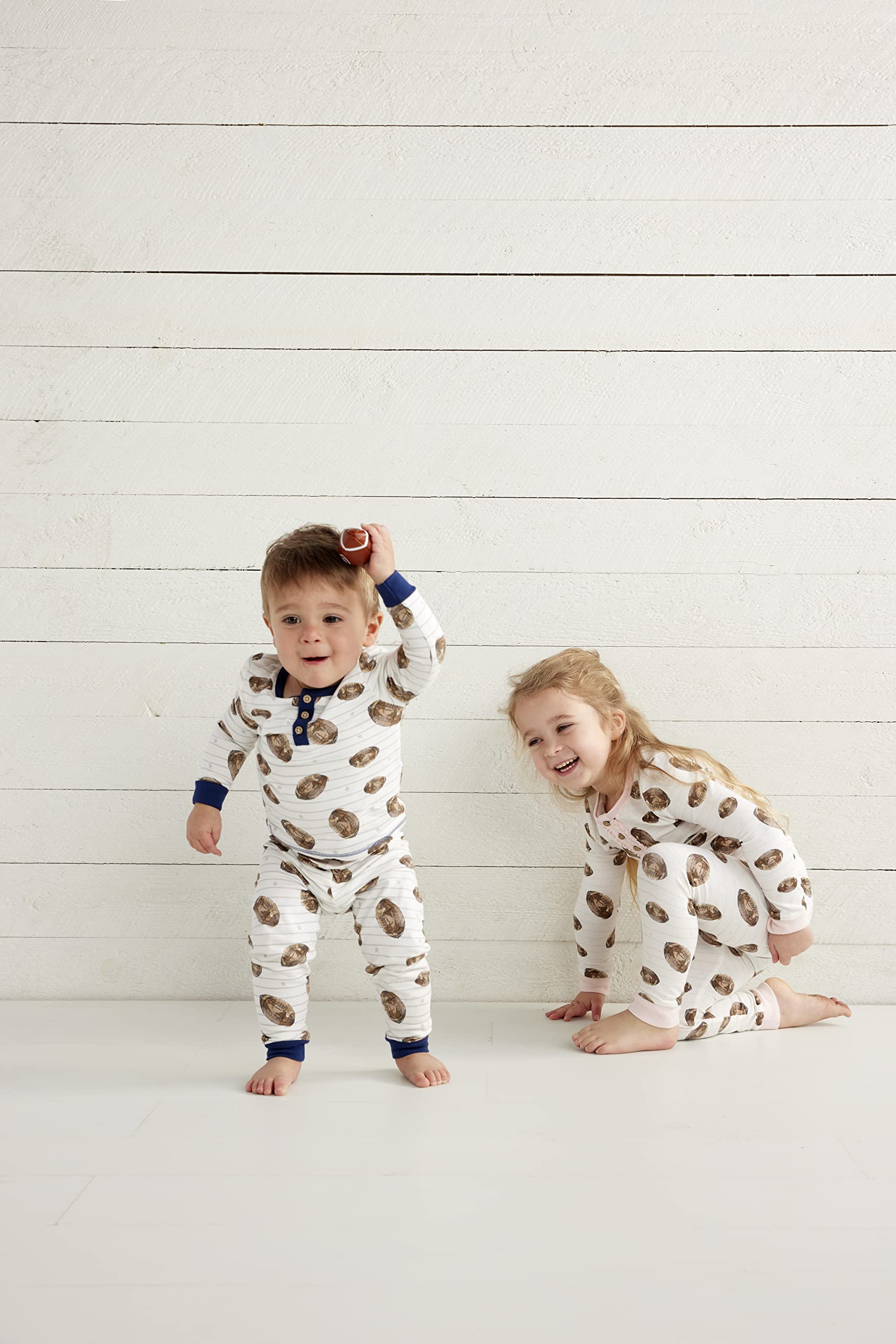 Mud Pie baby boys Football Pajama Set and Toddler Sleepers, Blue, 3T US