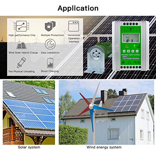 Original Factory 1400W 12V/24V Off Grid MPPT Wind Solar Hybrid Charge Controller Design for 0- 800W Wind with 0- 600W Solar Panel system with Booster Function and Dump Load