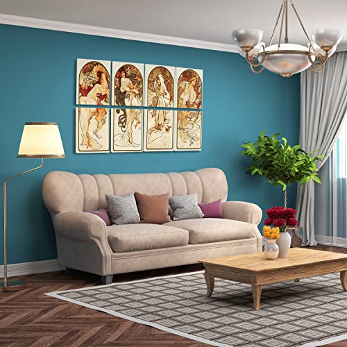 MaRoLane Products Art Acoustic Panel 8pack-Exclusive Design Sound Absorption Panels- 48"x32"x.9" (The Seasons - Alphonse Mucha (1897))