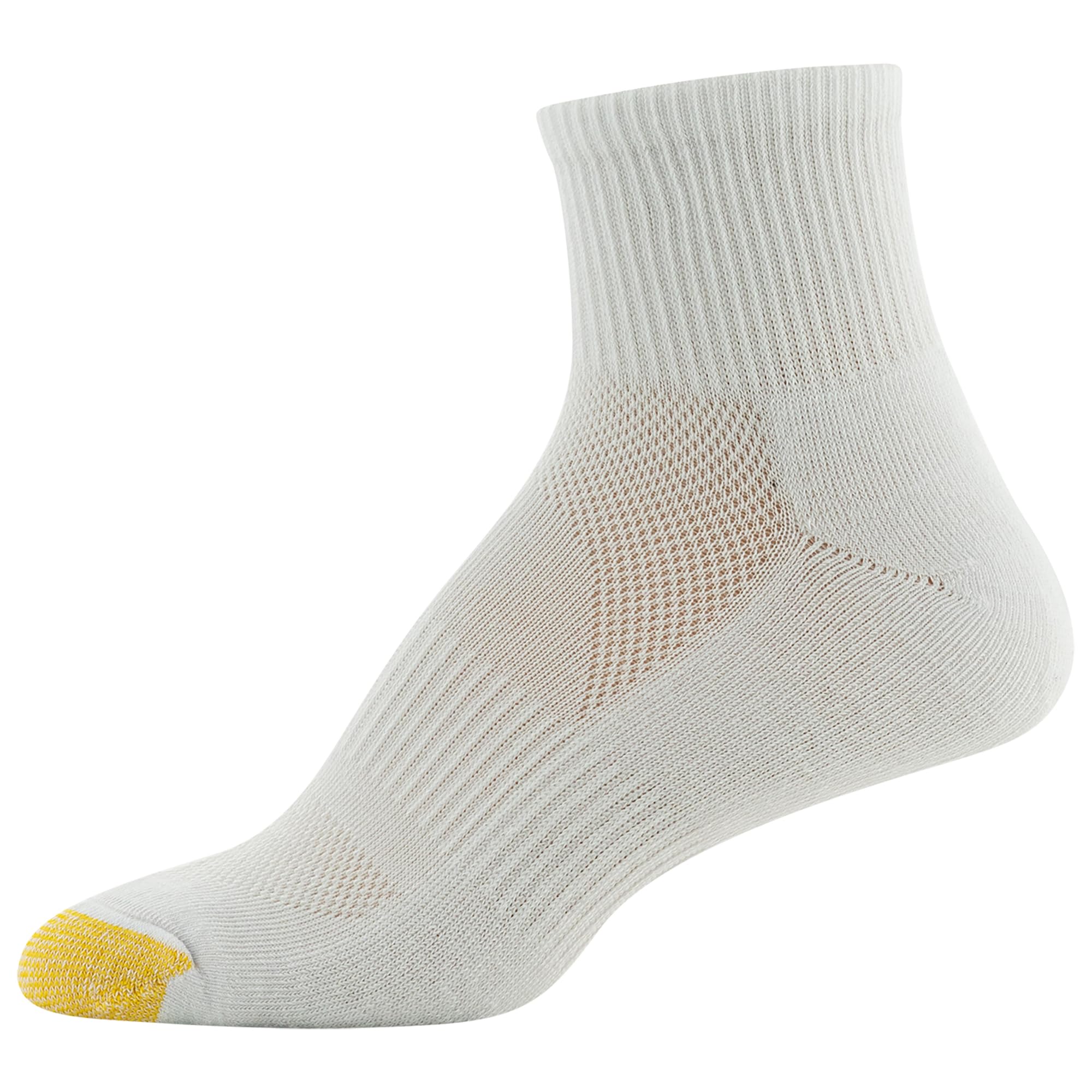 GOLDTOE Women's Half Cushion Sport Quarter Socks with Mesh, 6-Pairs, White, Medium