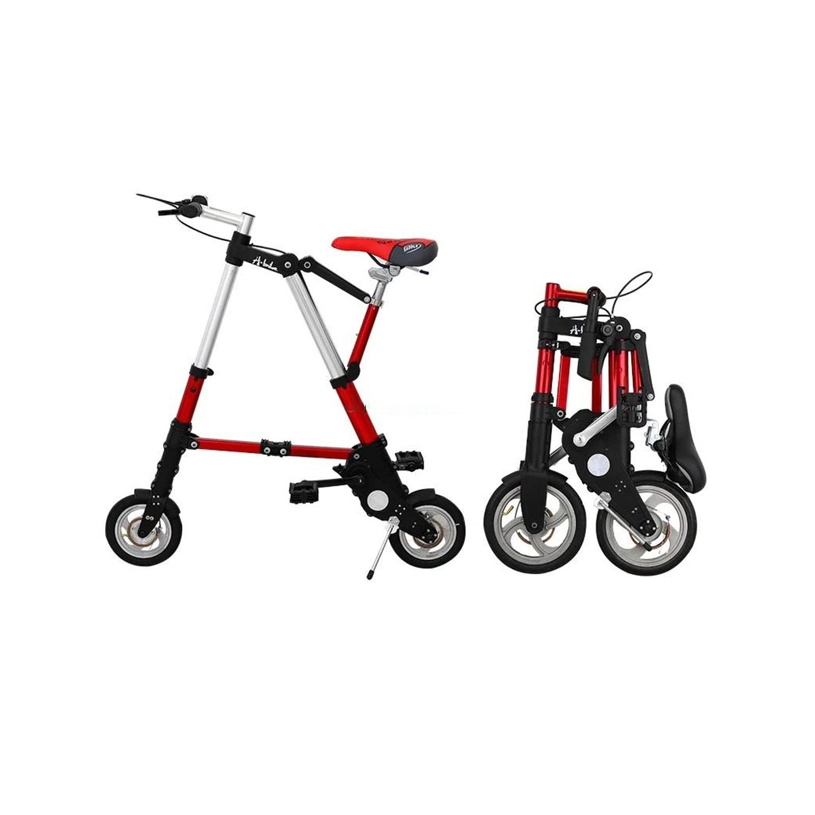 LIANAIddzxc Electric Bikes Foldable Mini Ultra-light12 inch Folding Bicycle Portable Scooter Outdoor Bicycle Without Inflation (Color : Rojo)