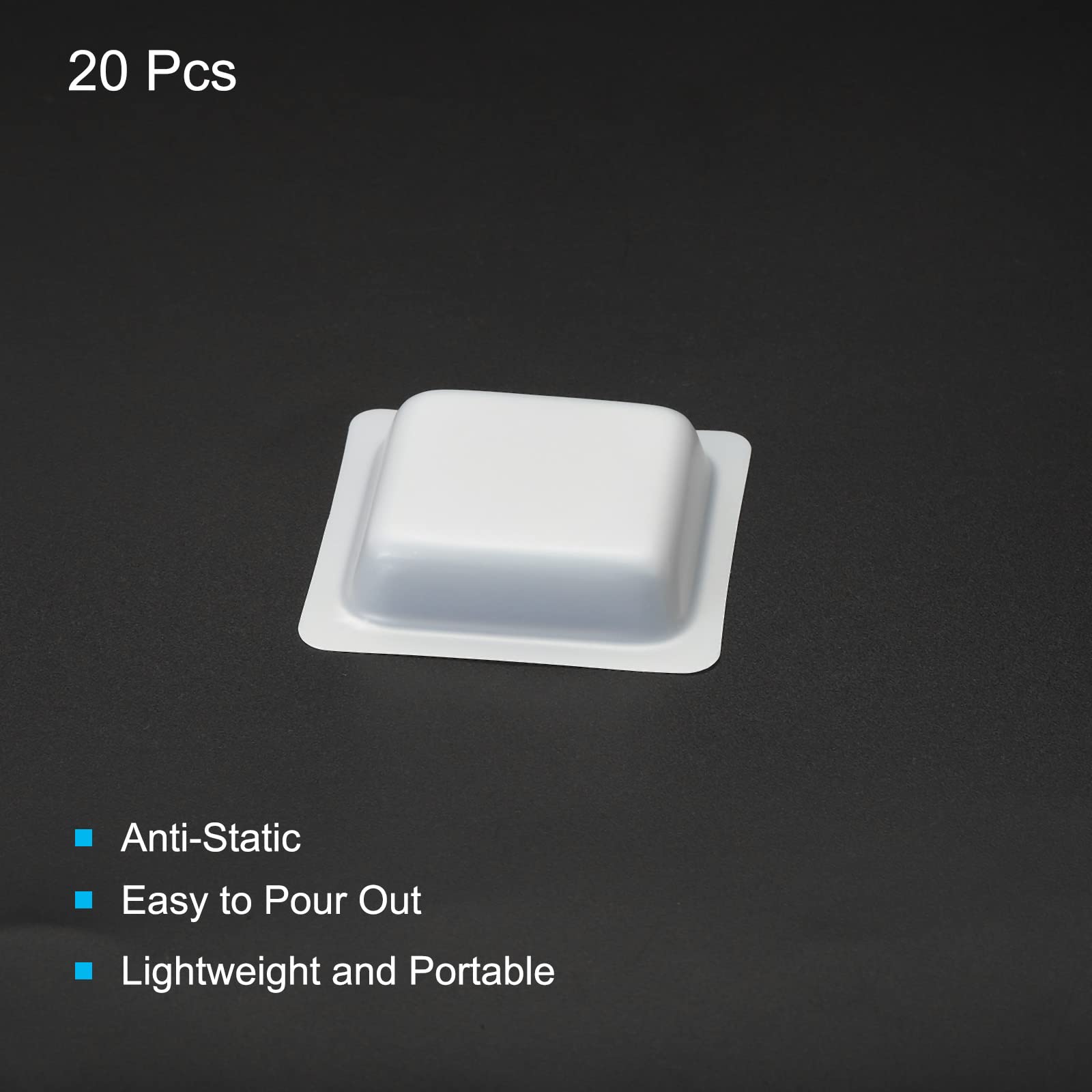 PATIKIL Square-Shaped Weigh Boats, 40 Pack Plastic 7mL Small Disposable Powder Dispenser for Weighing Mixing, White