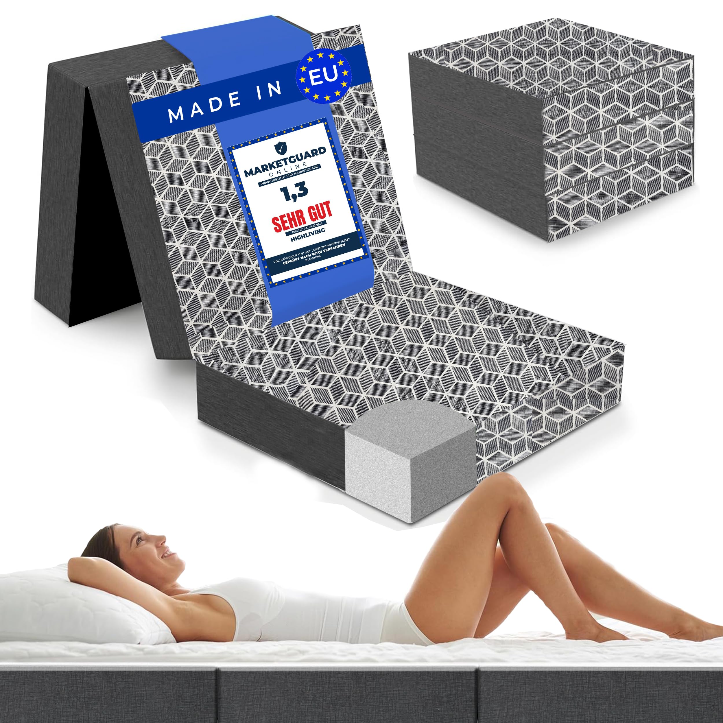 Tri Folding Mattress Single Size - 4 Inch Foldable Mattress Portable Tri-fold Mattress with Washable Cover, Non-Slip Bottom Mattress Guest Bed, 75"x25"x4"