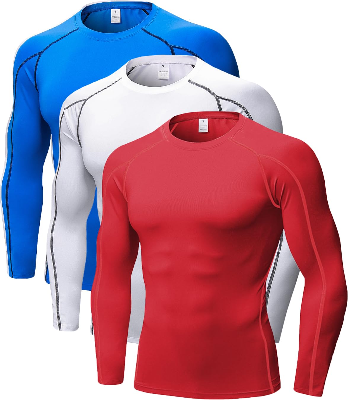 Men's Compression Shirts Long Sleeve Athletic Workout Shirt Gym Undershirts Sports Running Tops Baselayers 1/3 Pack