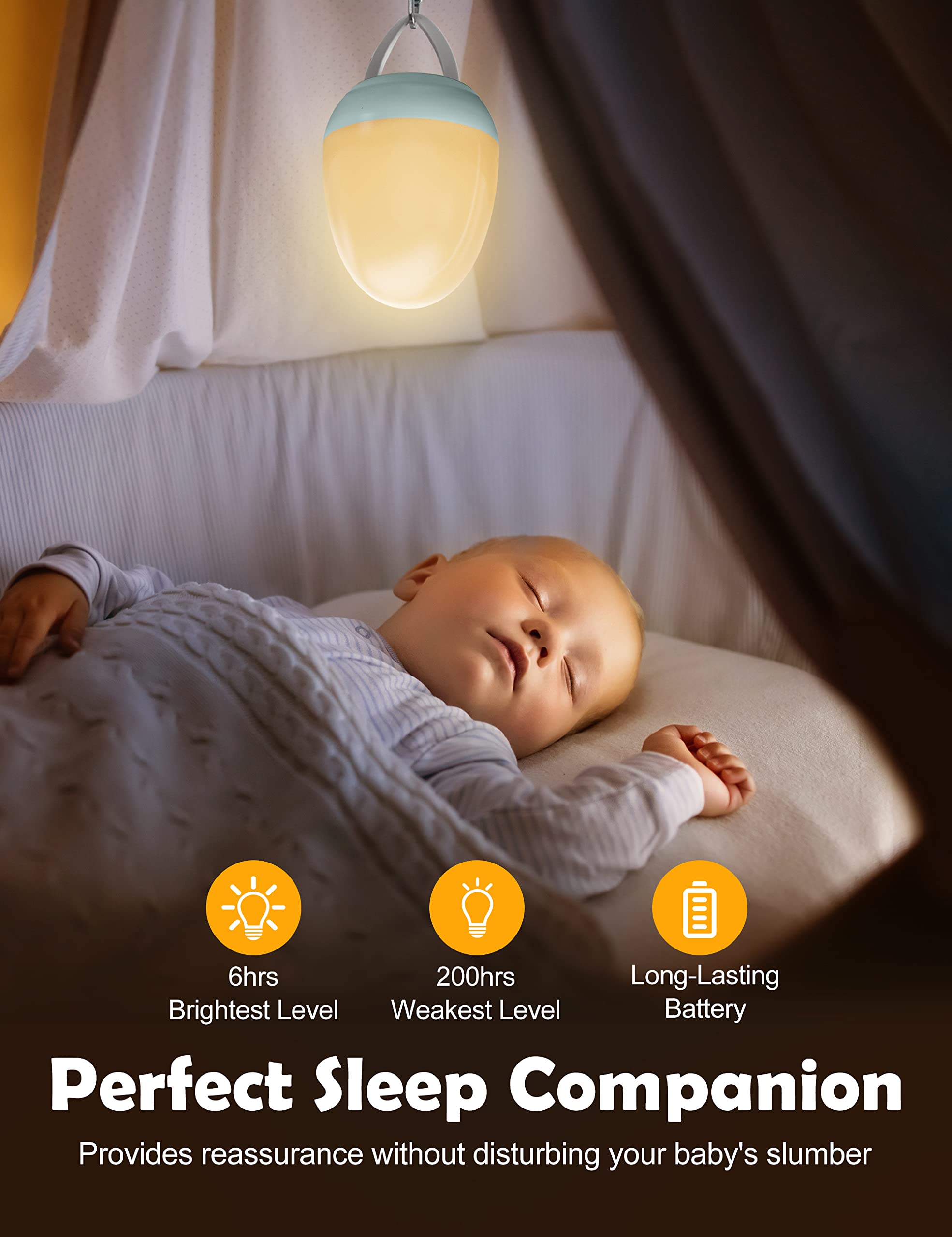 JolyWell Night Lights for Kids with Stable Charging Pad, Touch Control&Timer Setting, ABS+PC Baby Egg Lamp for Breastfeeding，Blue